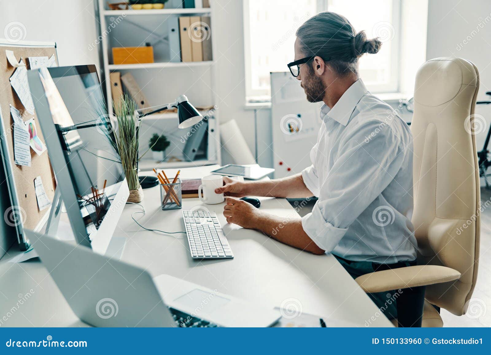 Creative businessman. stock photo. Image of internet - 150133960
