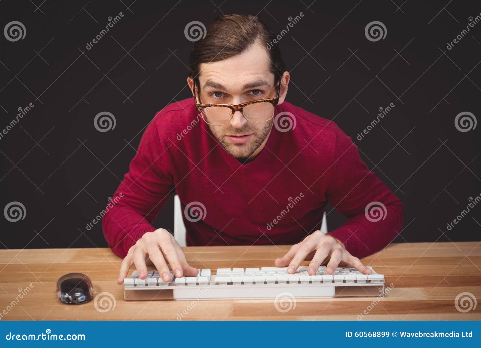 Creative Businessman Working at Computer Desk Stock Image - Image of ...