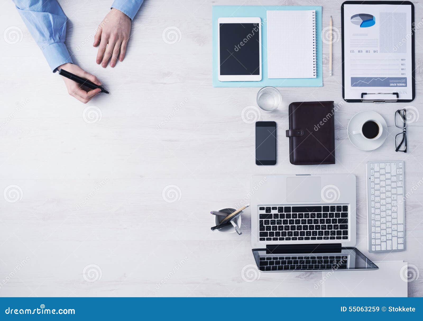 Creative Businessman Working at Office Desk Stock Image - Image of ...