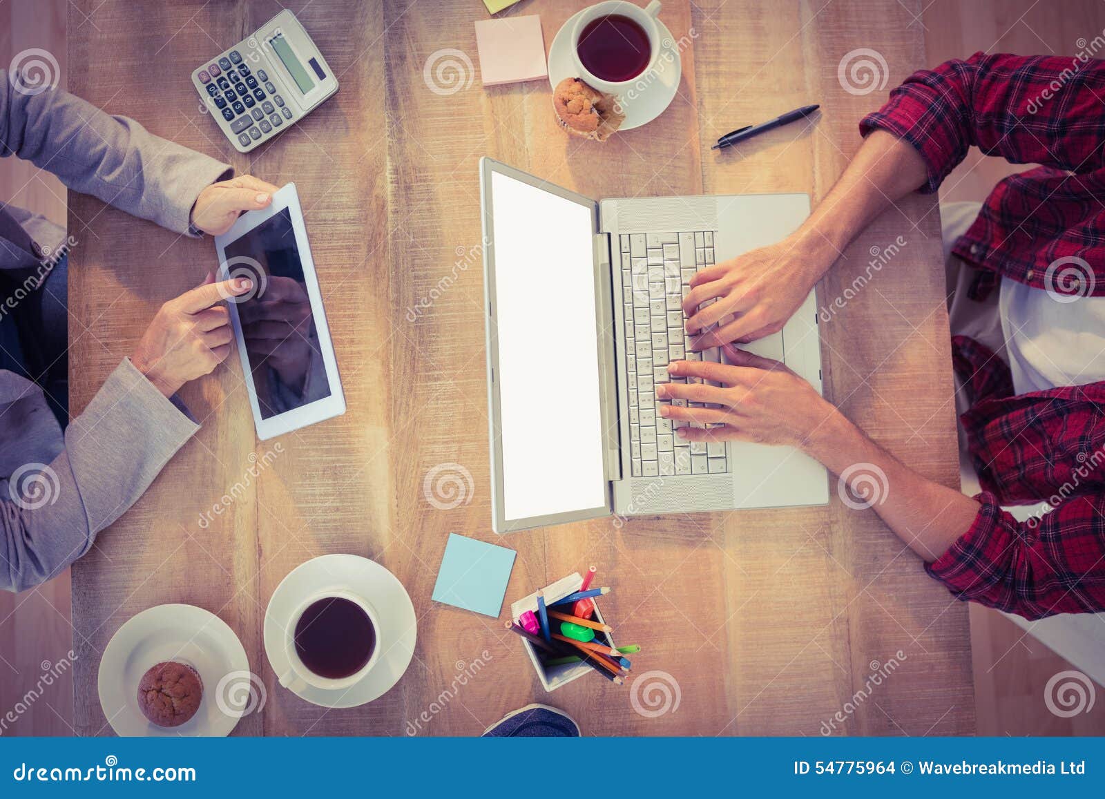 Creative Businessmen Working on Electronic Devices Stock Photo - Image ...
