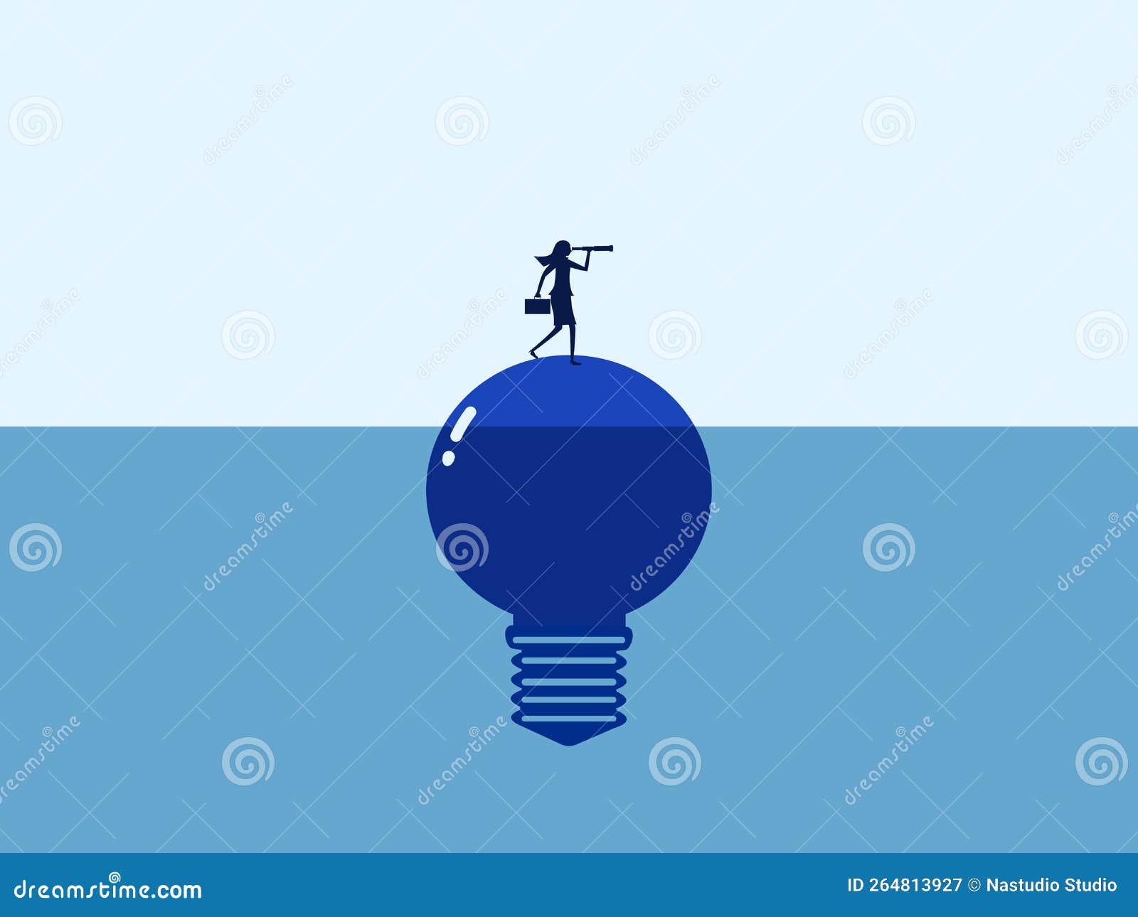 Creative Businesswoman and Vision on the Light Bulb. Business Idea ...