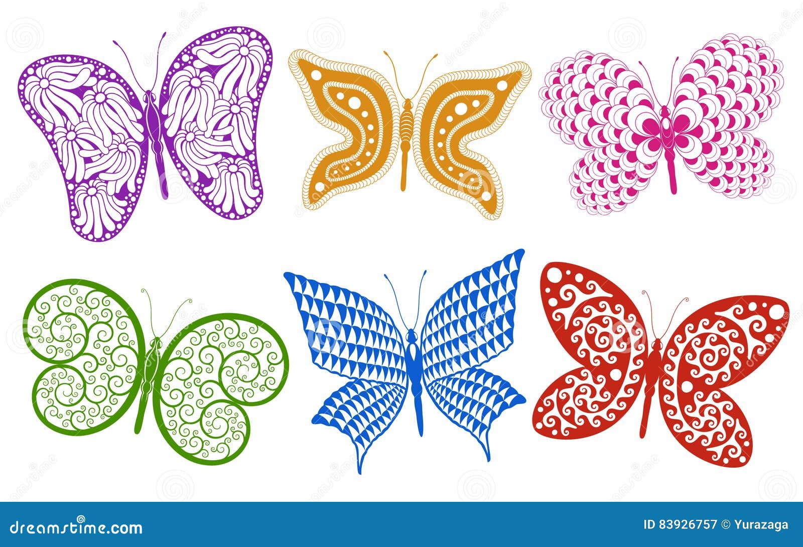 Creative Butterfly set stock illustration. Illustration of floral ...