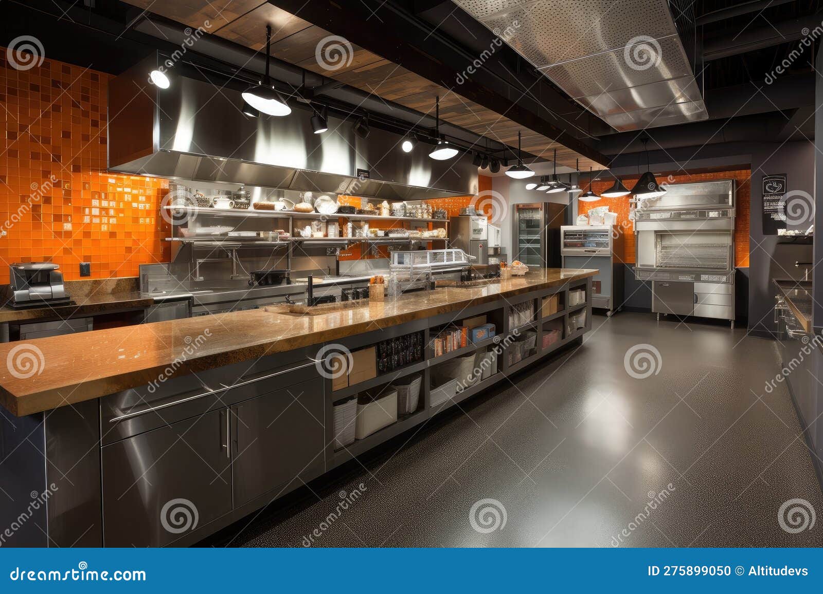 Creative Cafeteria Kitchen with Unique Design, Colors, and Materials ...