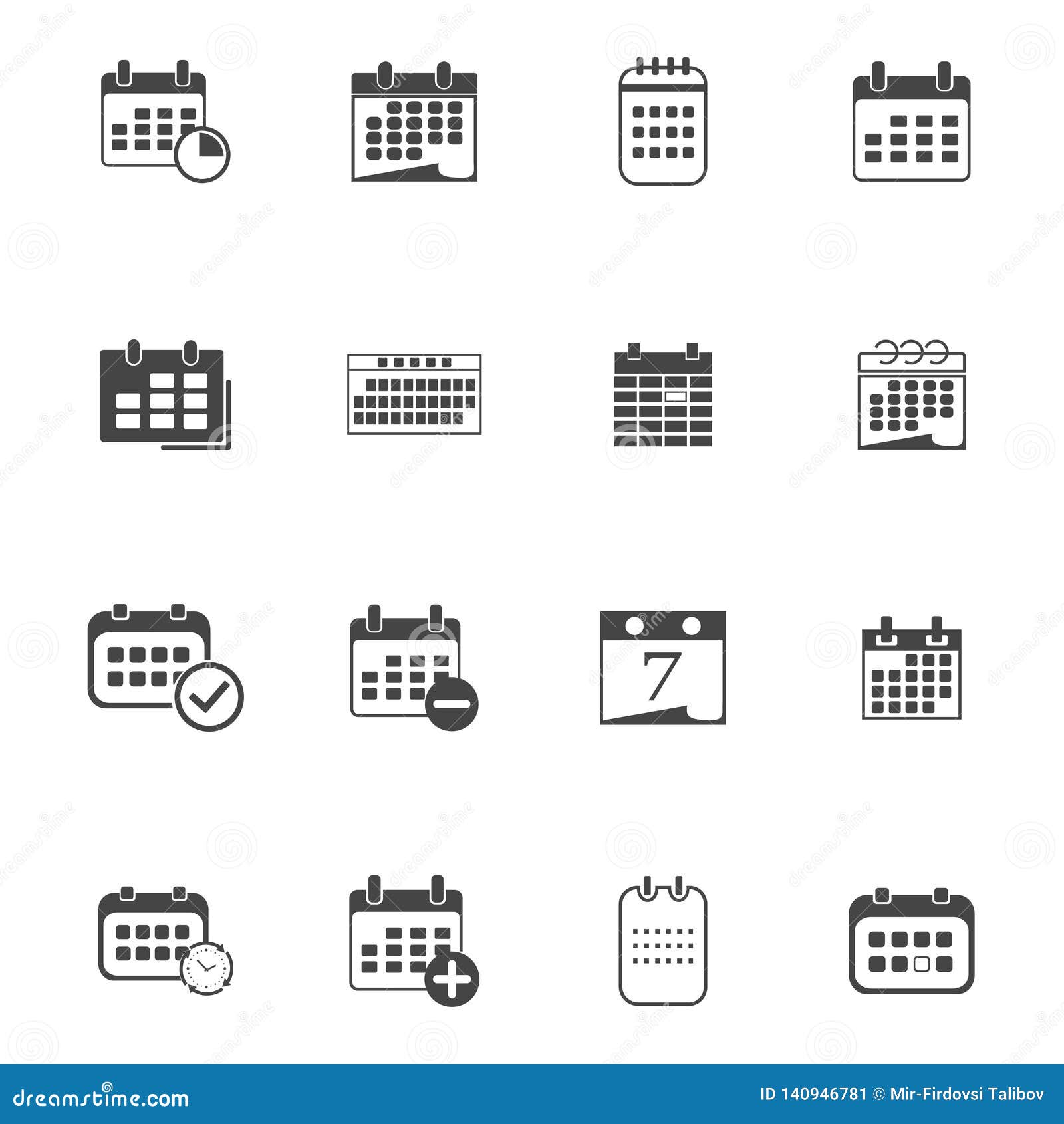 Creative Calendar Icons Set. Date Icons Set Stock Illustration ...