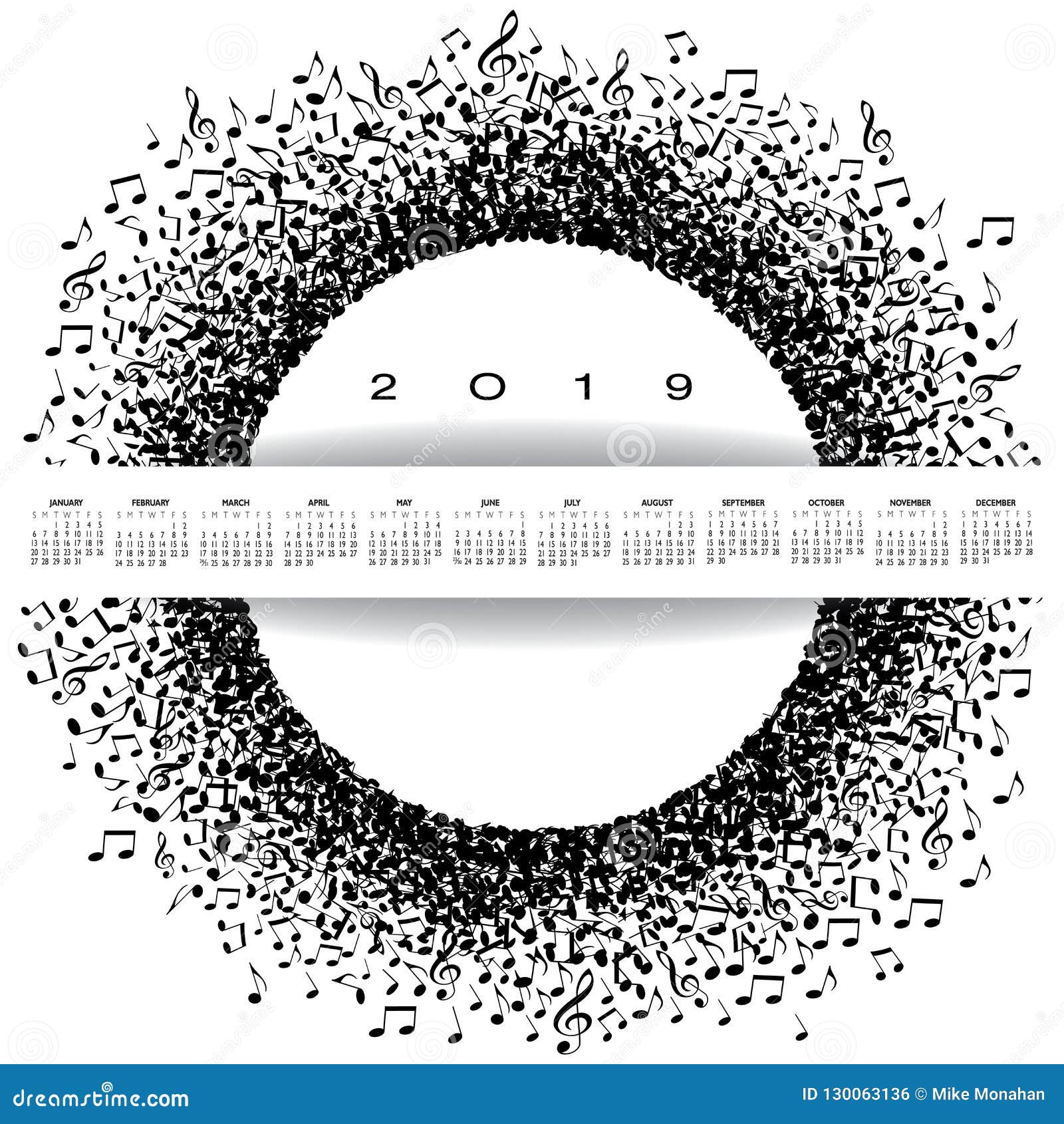 2019 Calendar with a Whimsical Note Background Stock Vector ...