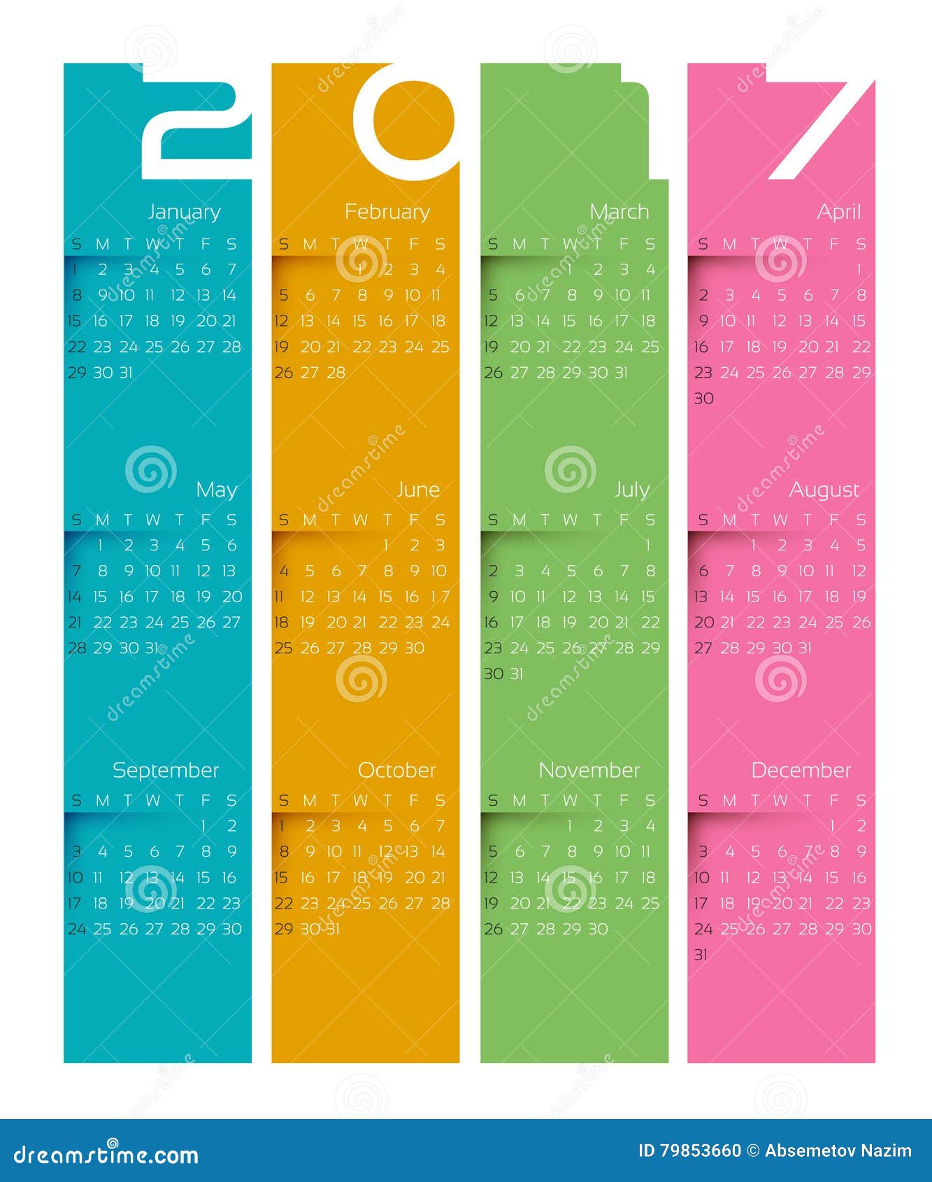 Creative Calendar Simple Vector Template Stock Vector - Illustration of ...