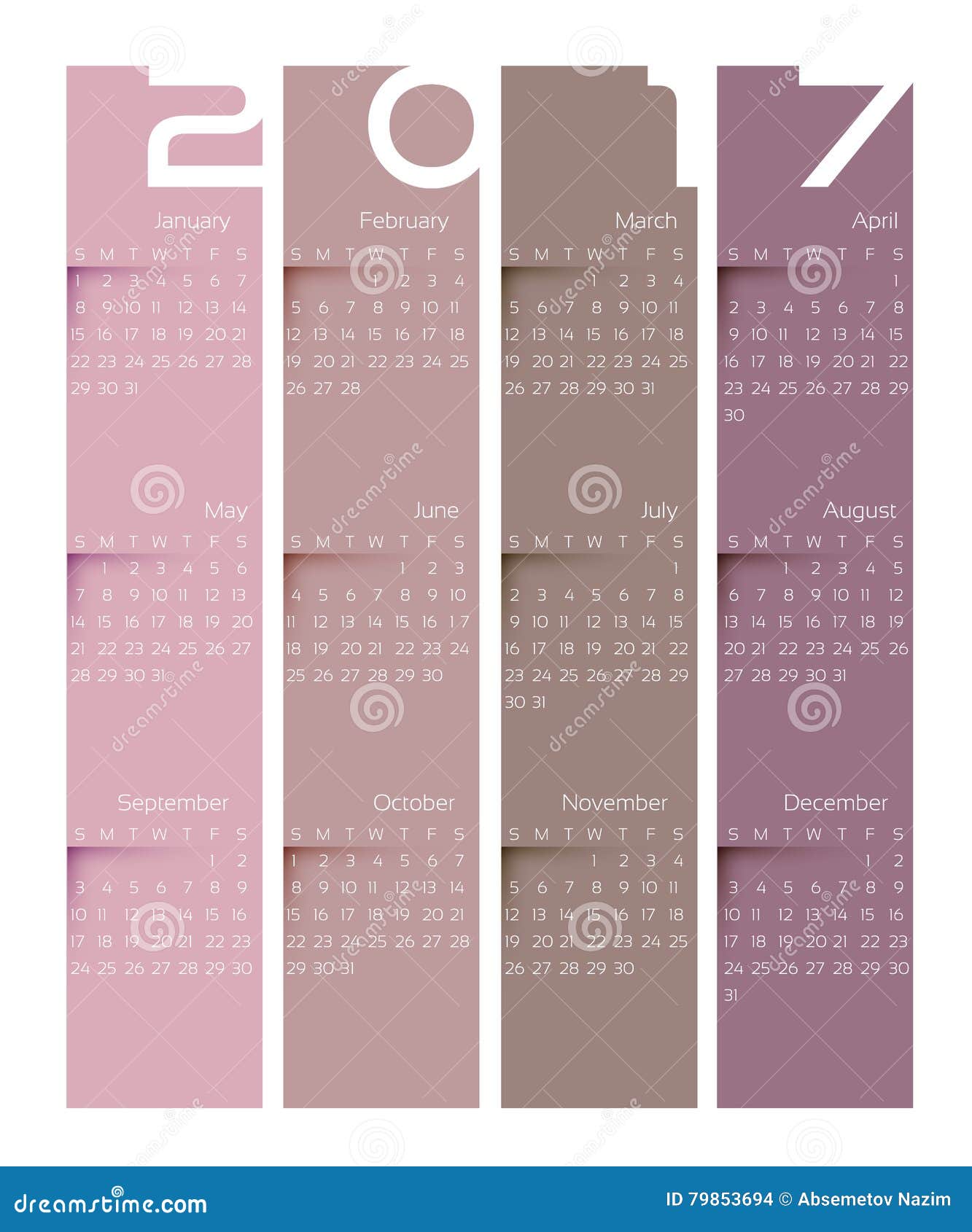 Creative Calendar Simple Vector Template Stock Vector - Illustration of ...