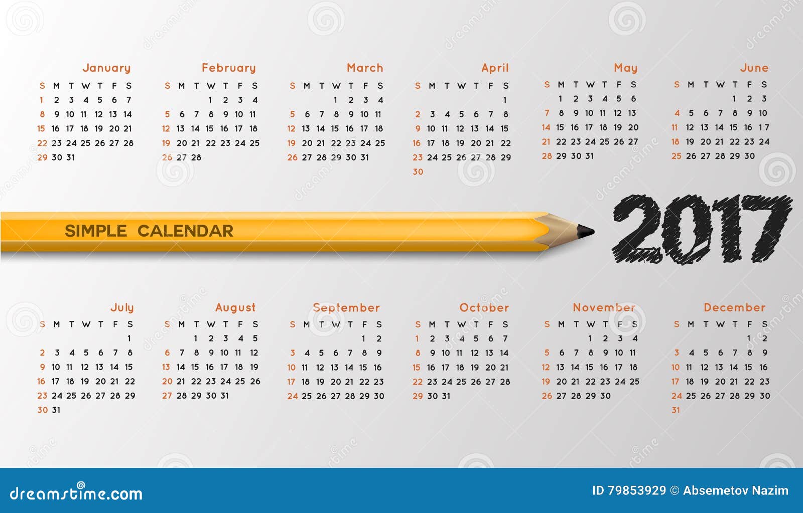 Creative Calendar Simple Vector Template Stock Vector - Illustration of ...