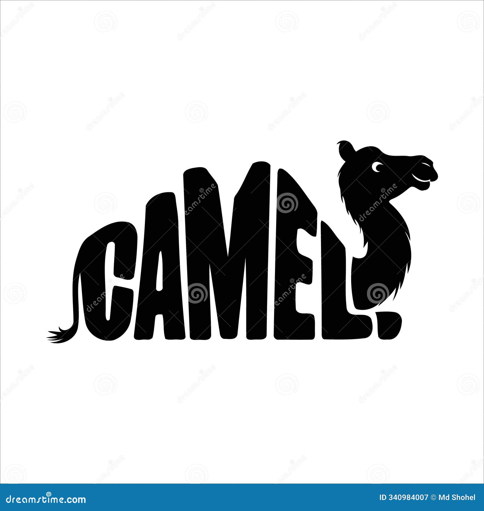 Creative Camel Logo with Negative Space Typography Vector Art Stock ...