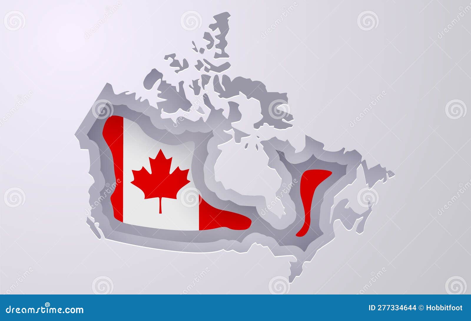 Creative Canada Map with Flag Colors in Paper Cut Style. Stock Vector ...