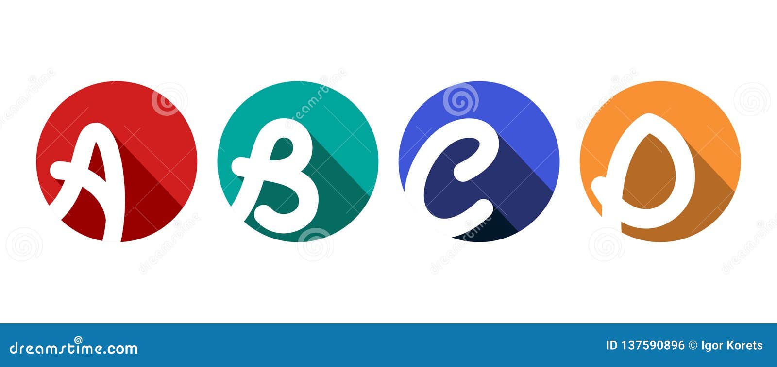 Creative Capital Letters a, B, C, D Inscribed in a Circle with Falling ...