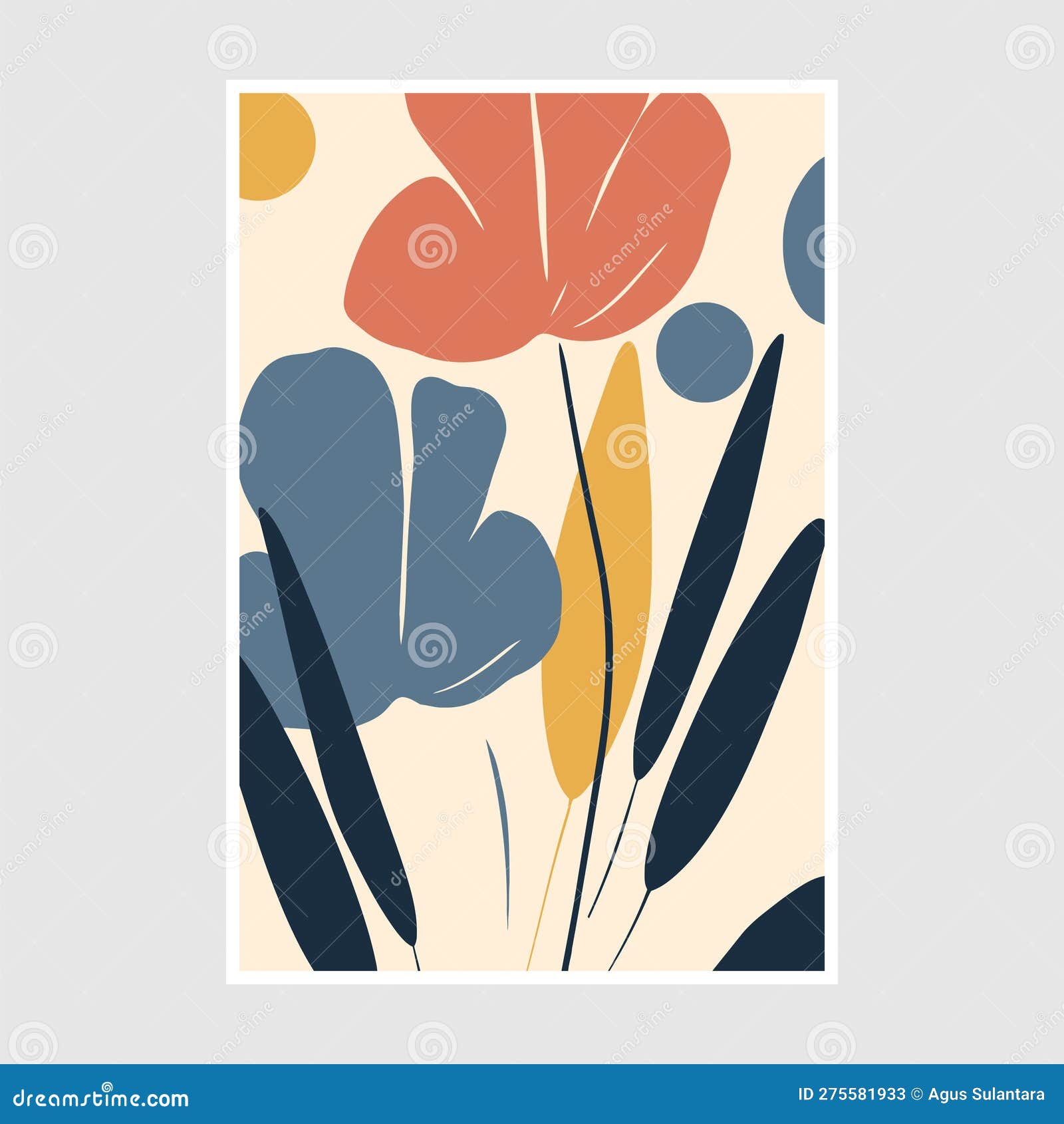 Creative Card with Abstract Floral Design. Vector Illustration in Flat ...