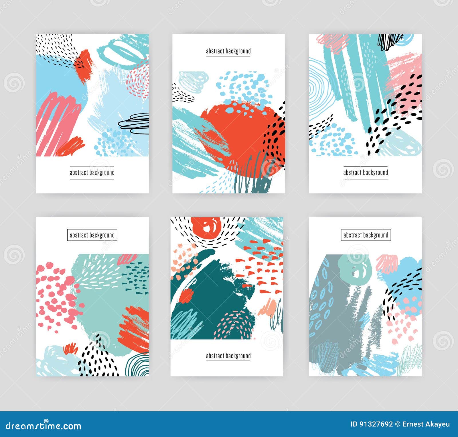 Creative Cards with Abstract Pattern, Hand Drawn Doodle Textures ...