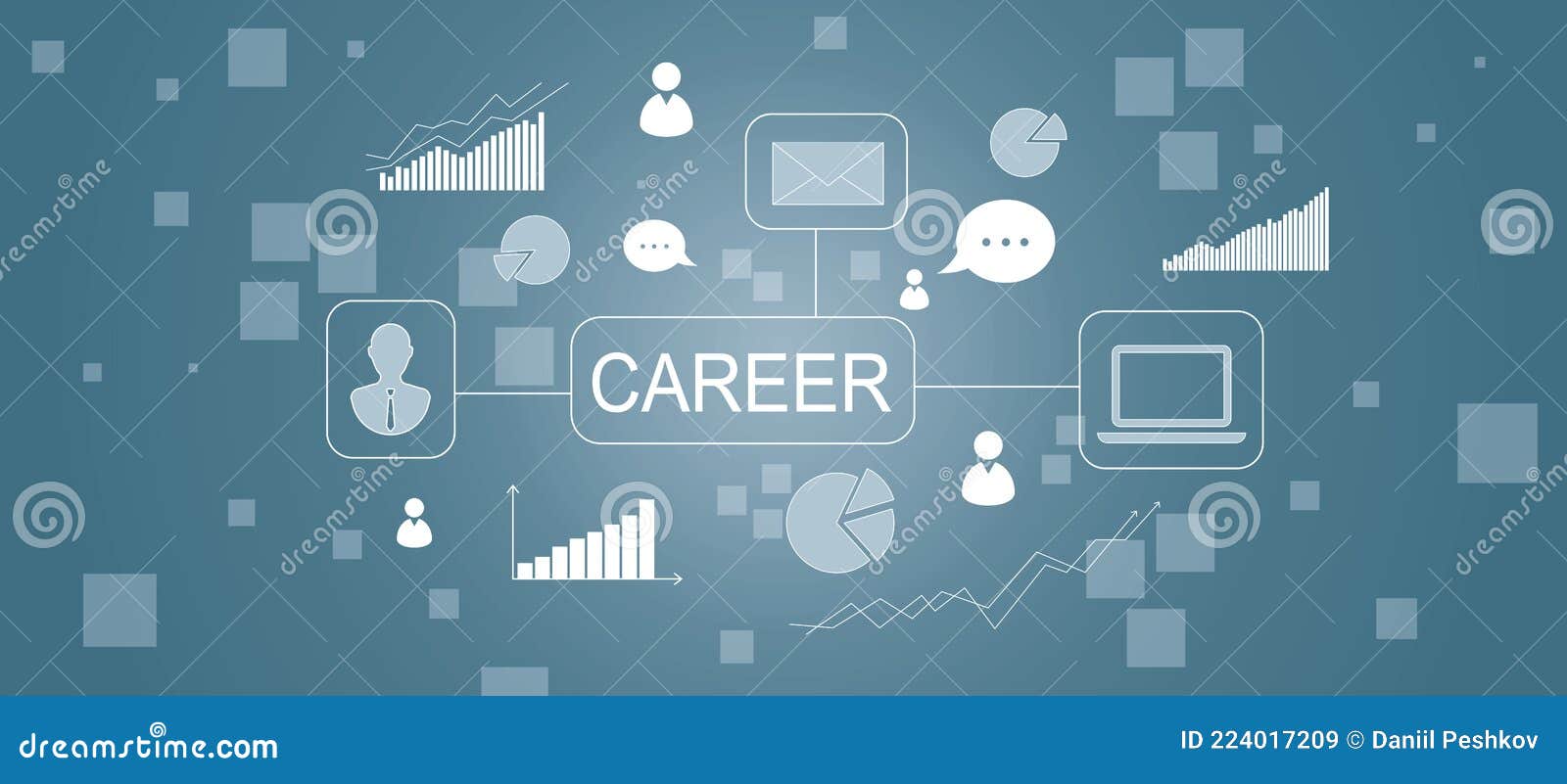 Creative Career Chart Sketch on Blue Background. Training, Growth and ...