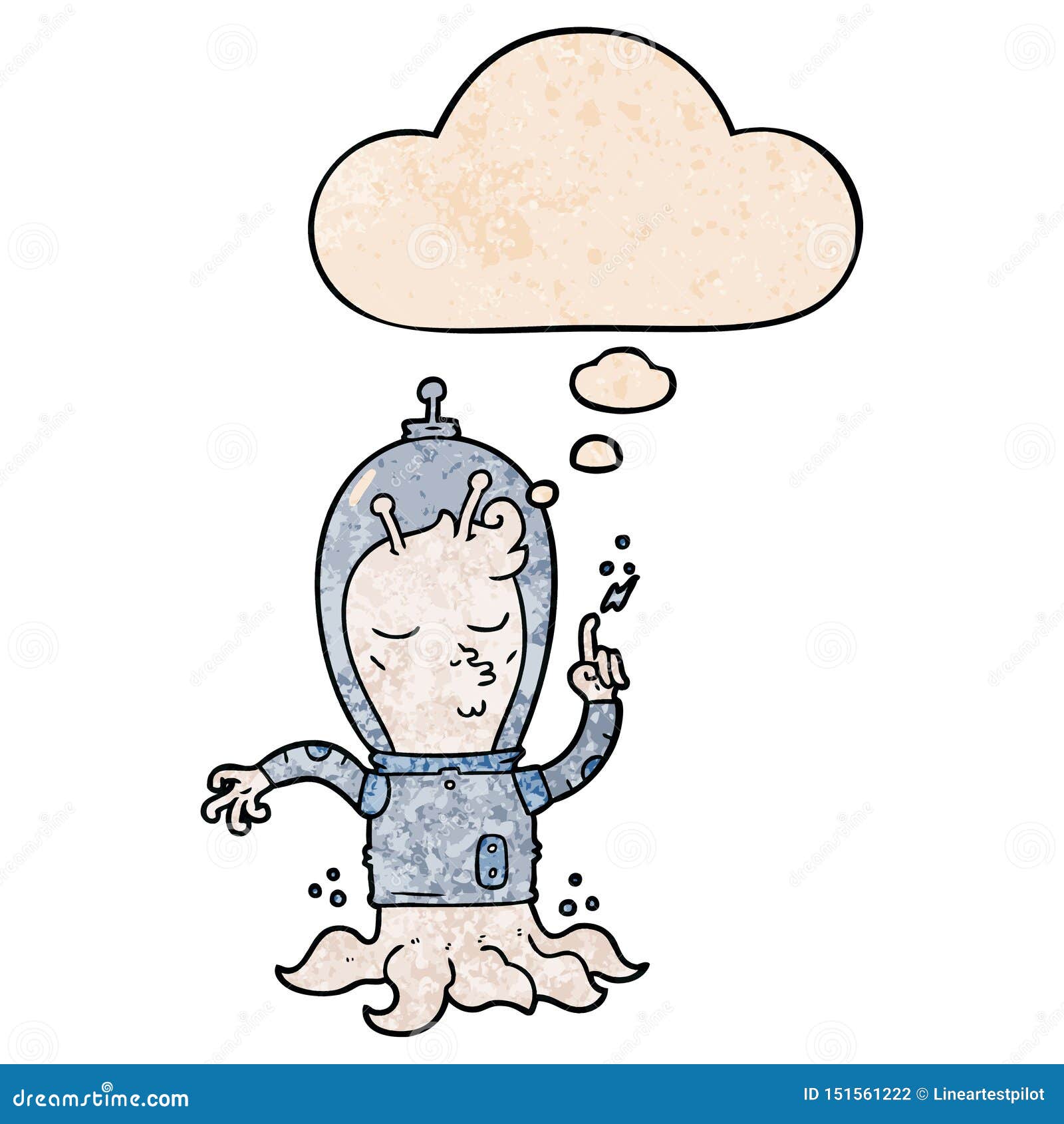 A Creative Cartoon Alien and Thought Bubble in Grunge Texture Pattern ...