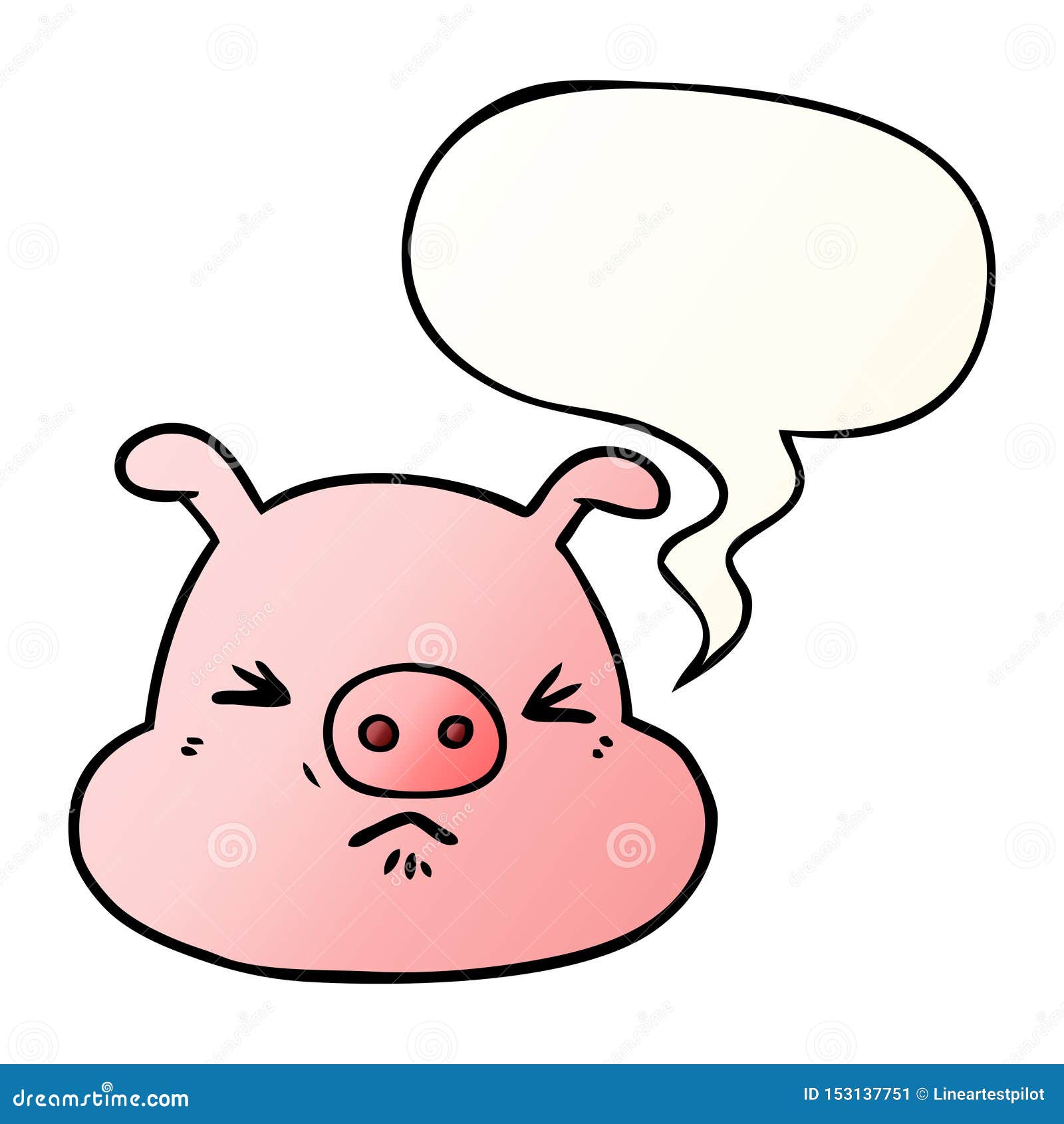 A Creative Cartoon Angry Pig Face and Speech Bubble in Smooth Gradient ...