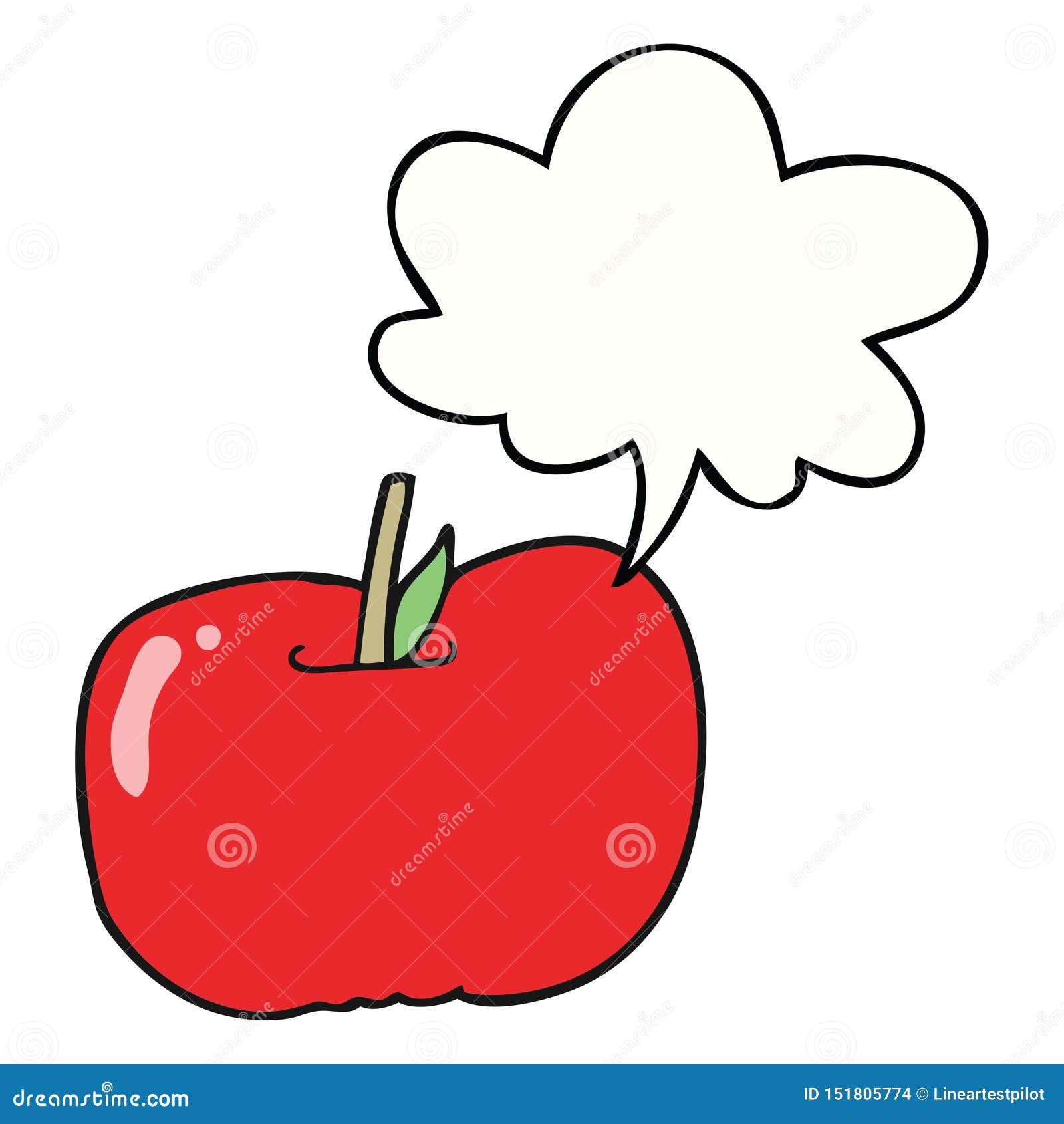 A Creative Cartoon Apple and Speech Bubble Stock Vector - Illustration ...