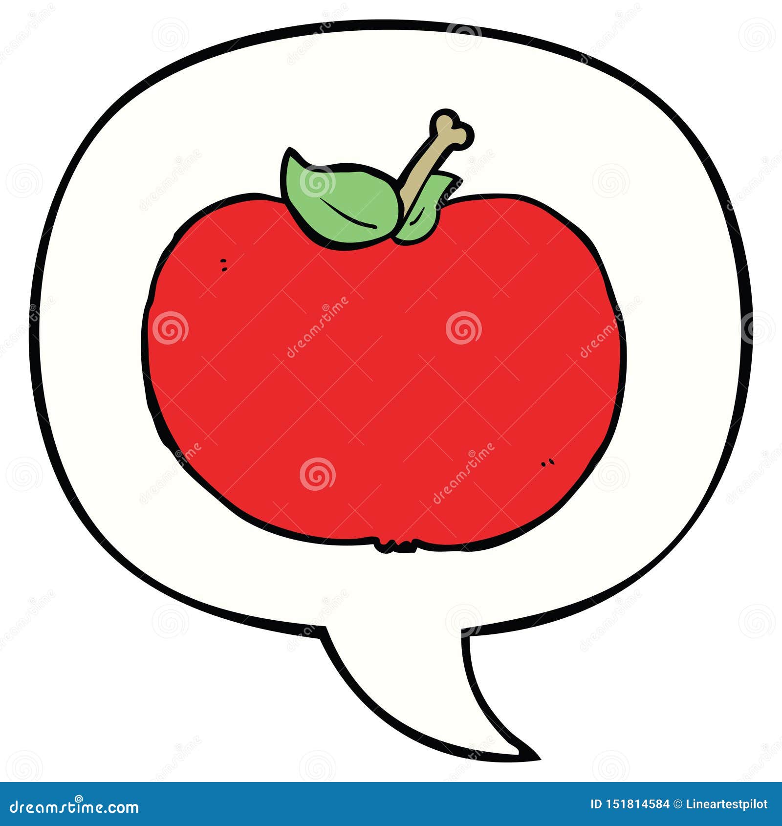 A Creative Cartoon Apple and Speech Bubble Stock Vector - Illustration ...