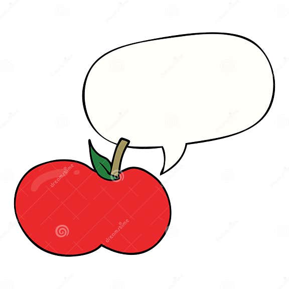 A Creative Cartoon Apple and Speech Bubble Stock Vector - Illustration ...