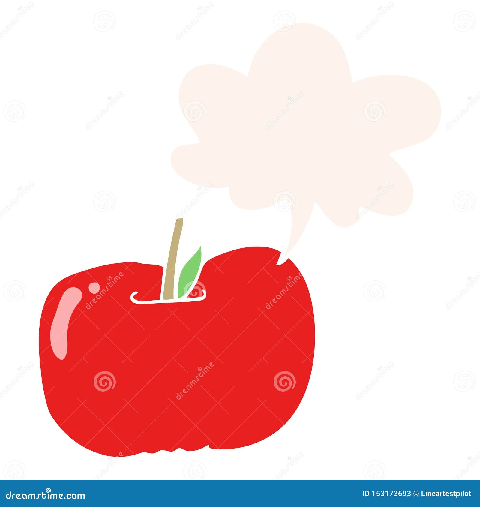 A Creative Cartoon Apple and Speech Bubble in Retro Style Stock Vector ...