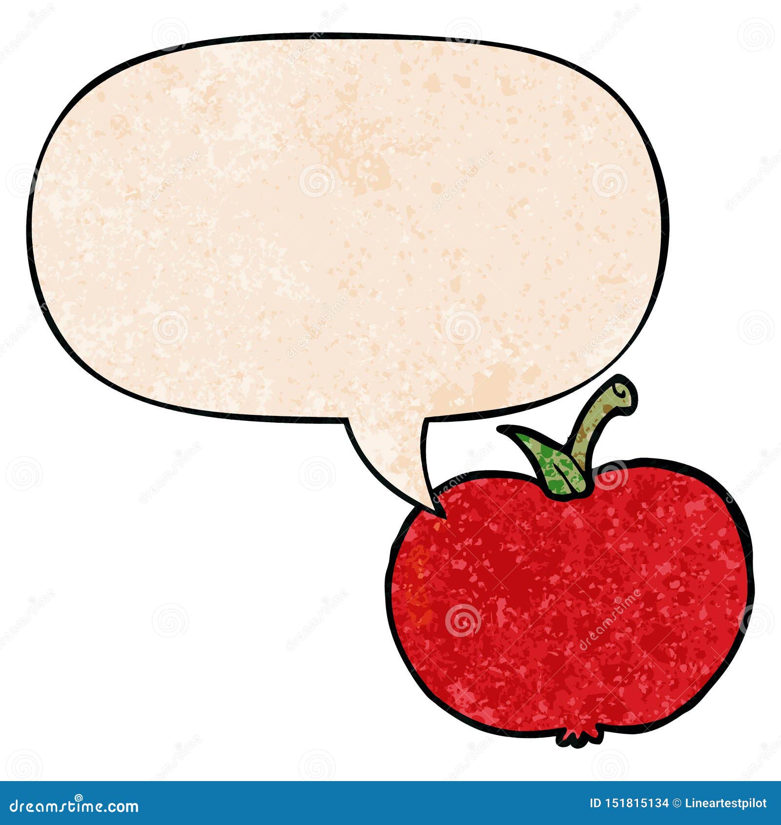 A Creative Cartoon Apple and Speech Bubble in Retro Texture Style Stock ...