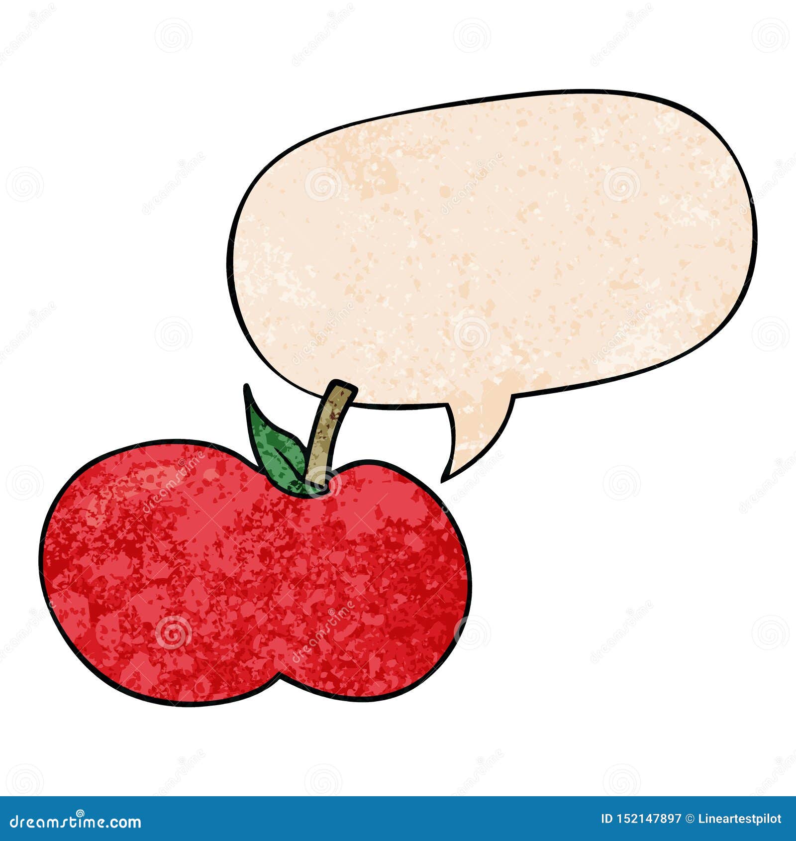 A Creative Cartoon Apple and Speech Bubble in Retro Texture Style Stock ...