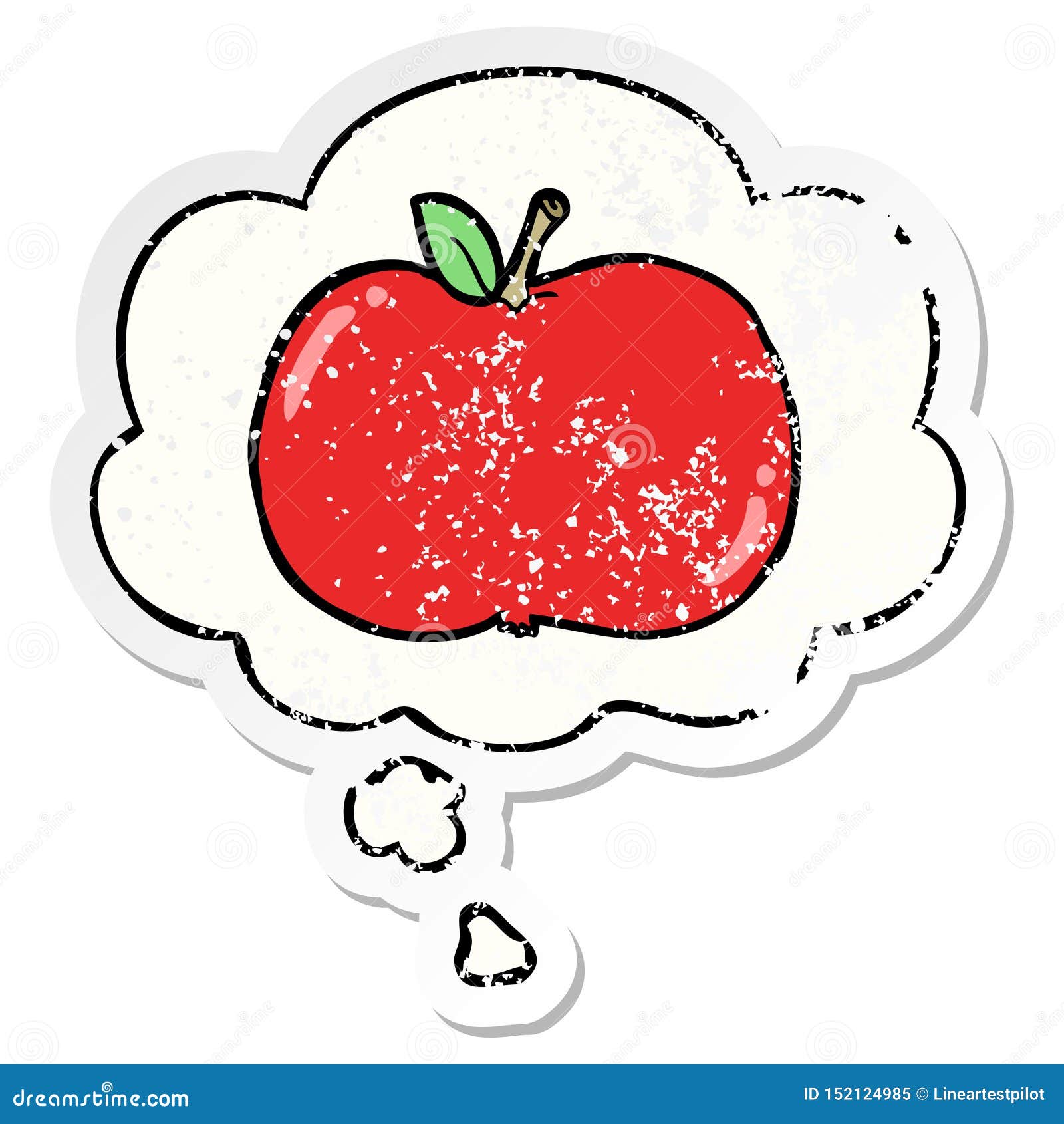 A Creative Cartoon Apple and Thought Bubble As a Distressed Worn ...
