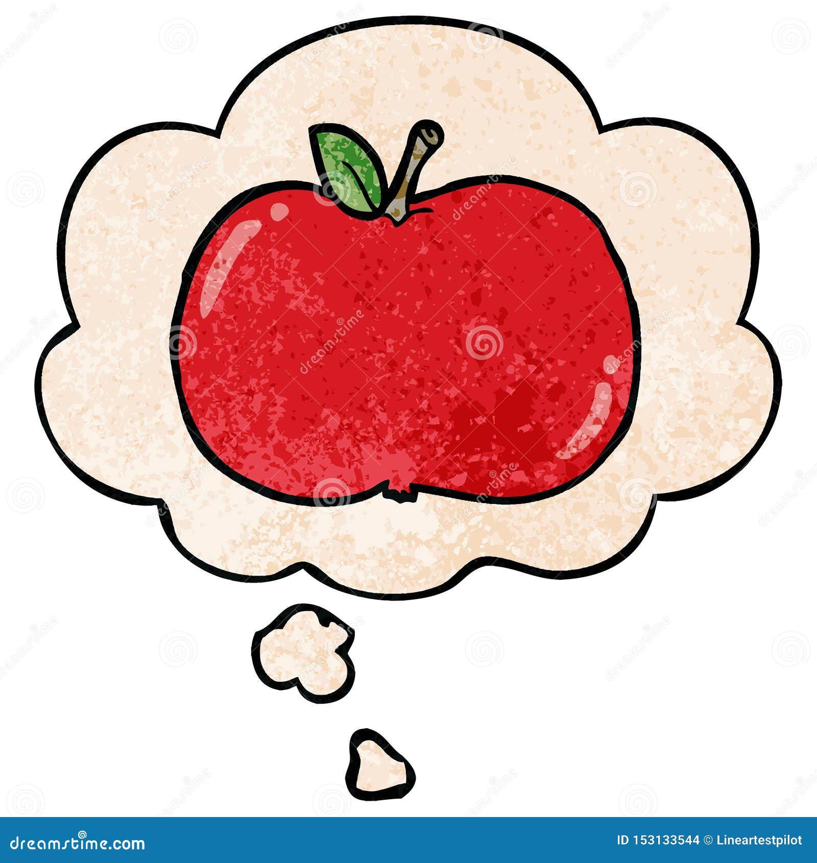 A Creative Cartoon Apple and Thought Bubble in Grunge Texture Pattern ...