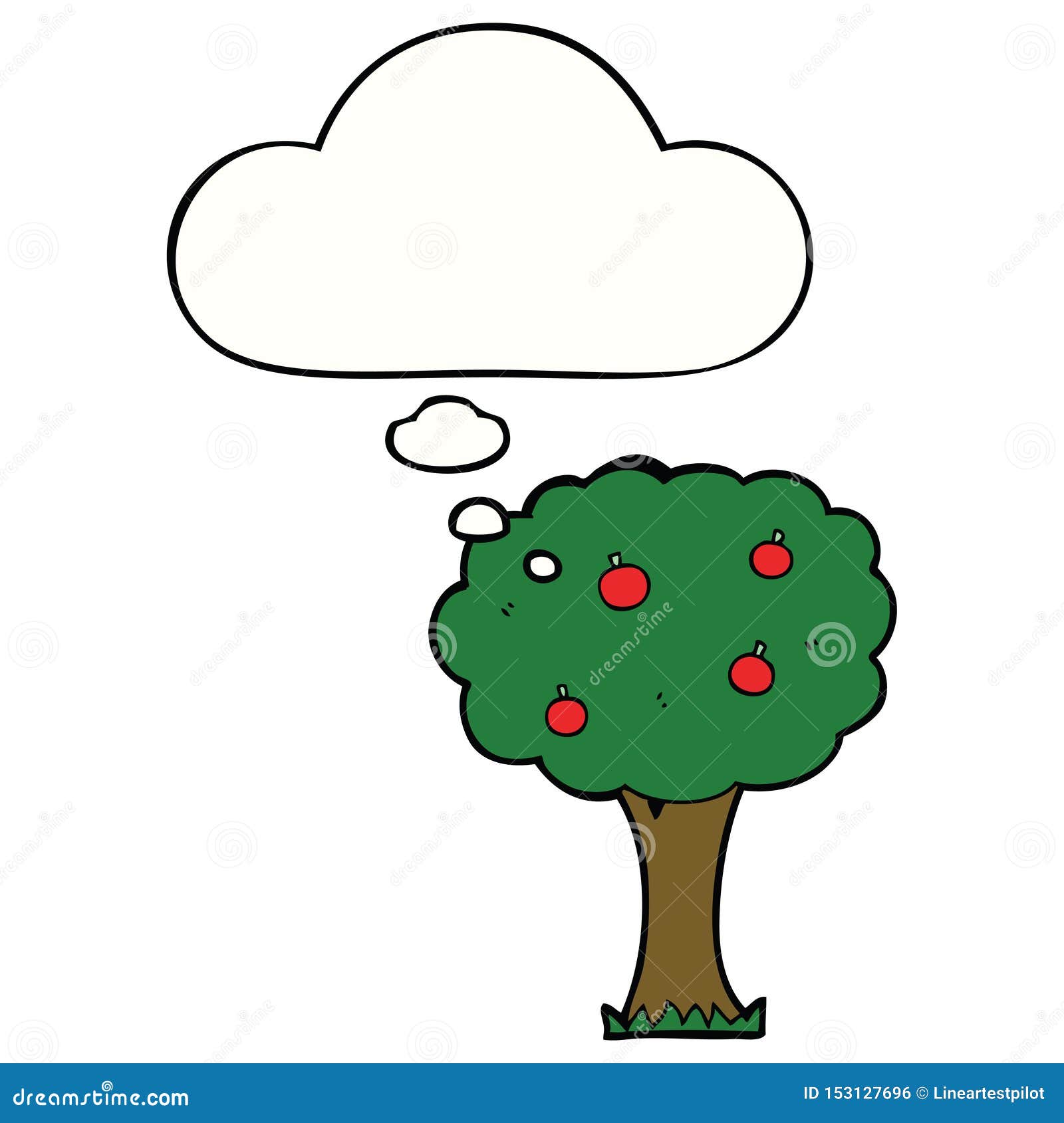 A Creative Cartoon Apple Tree and Thought Bubble Stock Vector ...