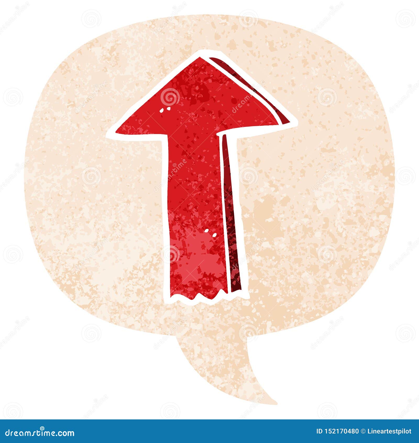 A Creative Cartoon Arrow and Speech Bubble in Retro Textured Style ...