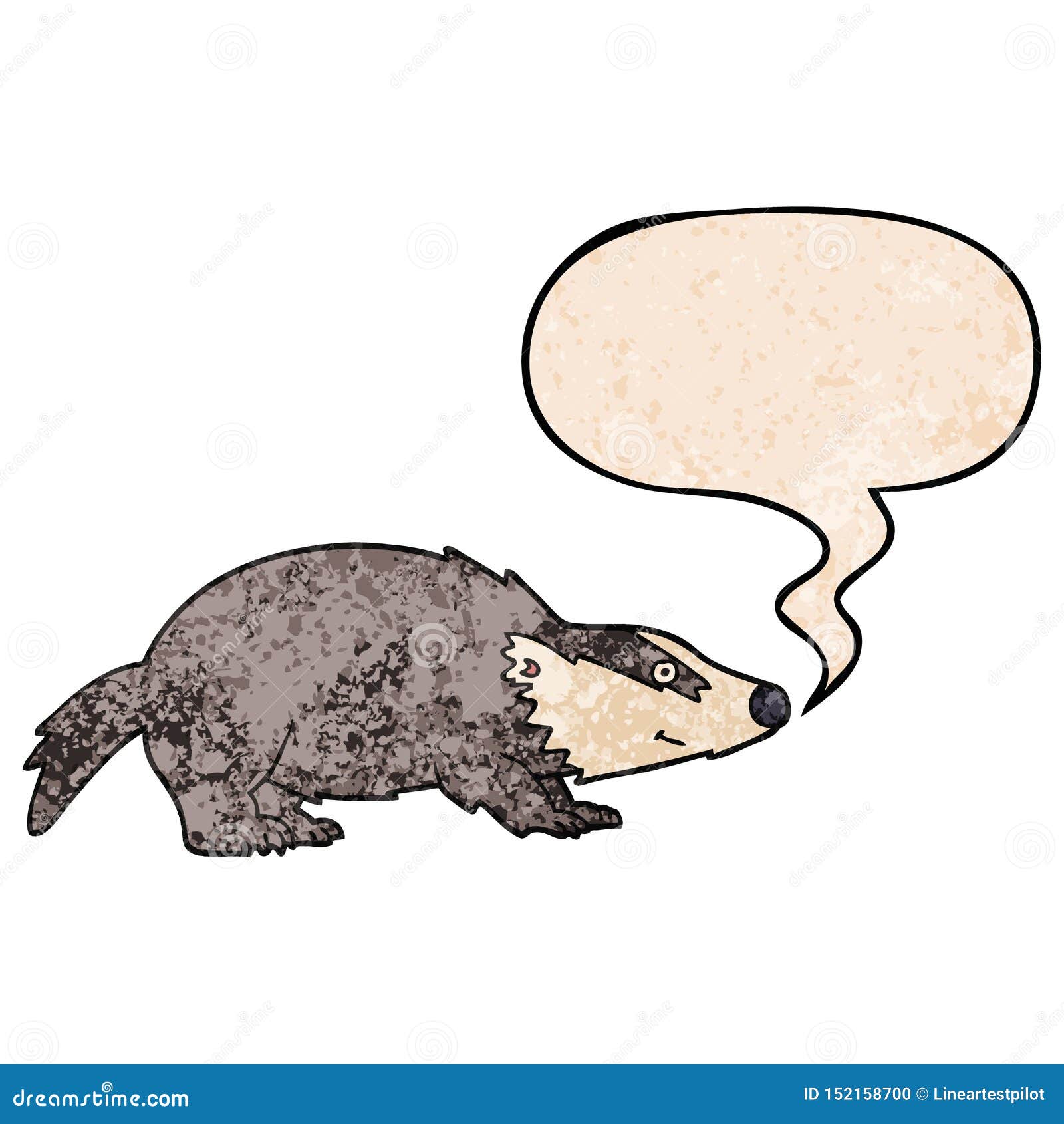 A Creative Cartoon Badger and Speech Bubble in Retro Texture Style ...