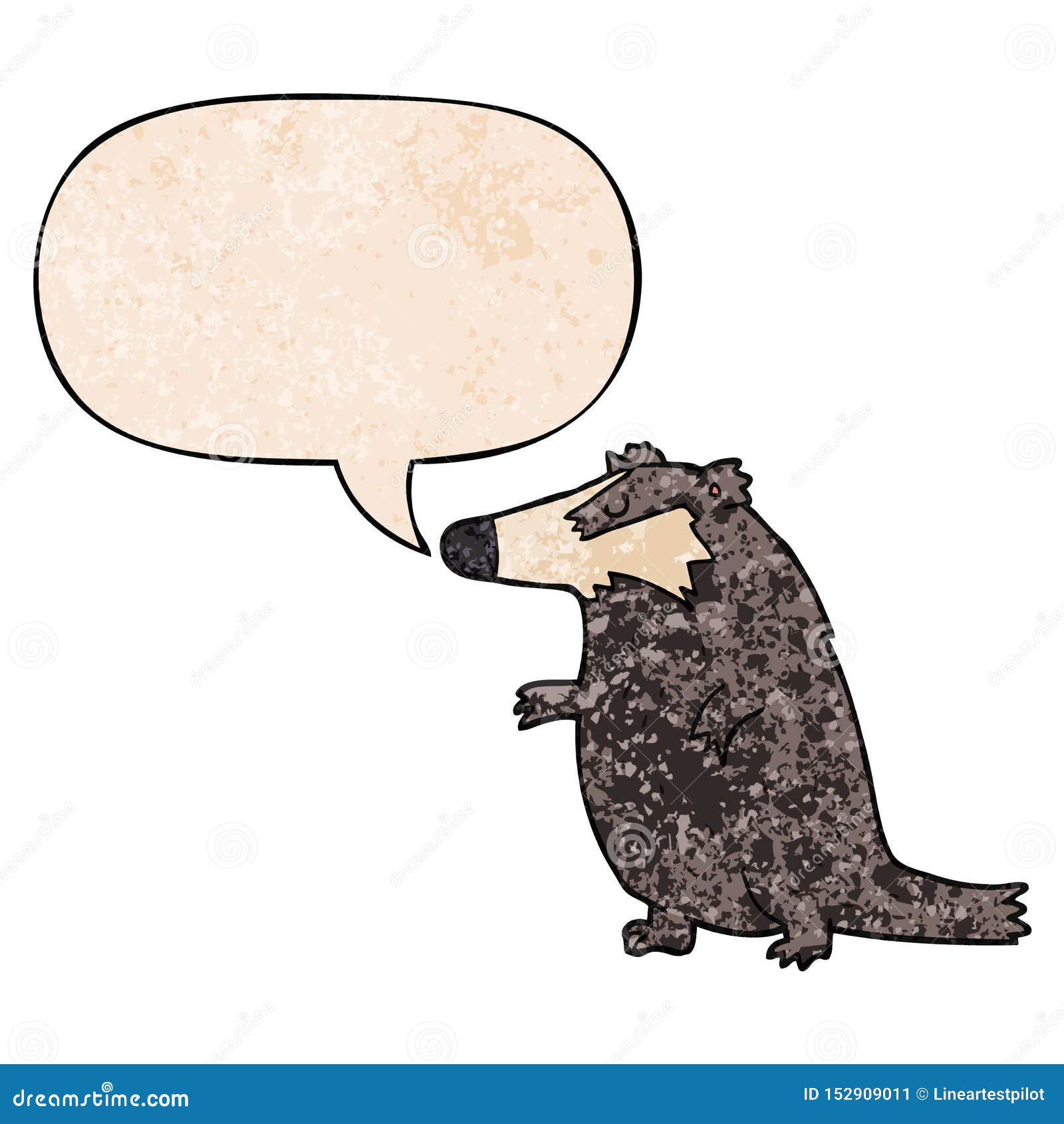 A Creative Cartoon Badger and Speech Bubble in Retro Texture Style ...