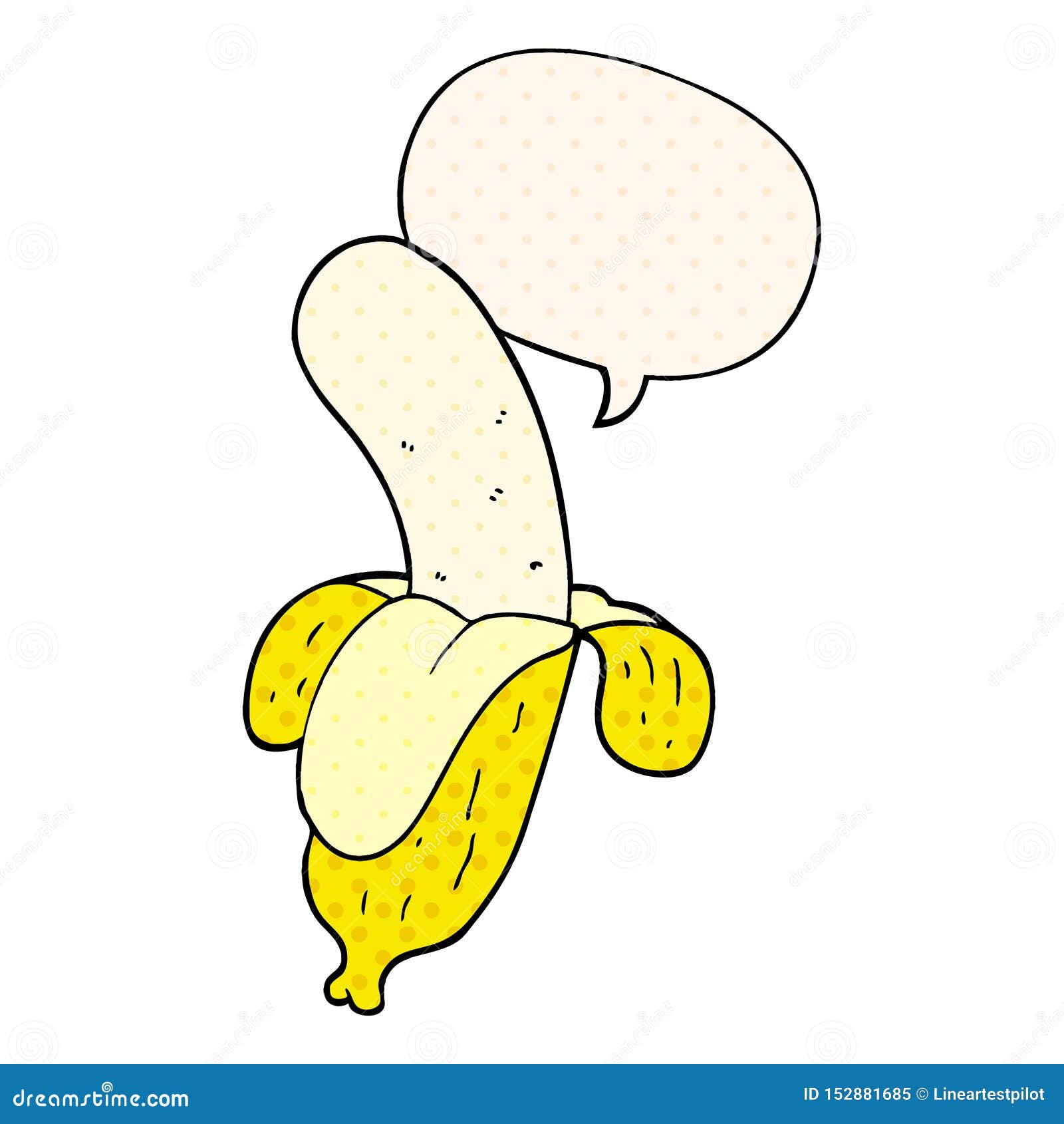 A Creative Cartoon Banana and Speech Bubble in Comic Book Style Stock ...