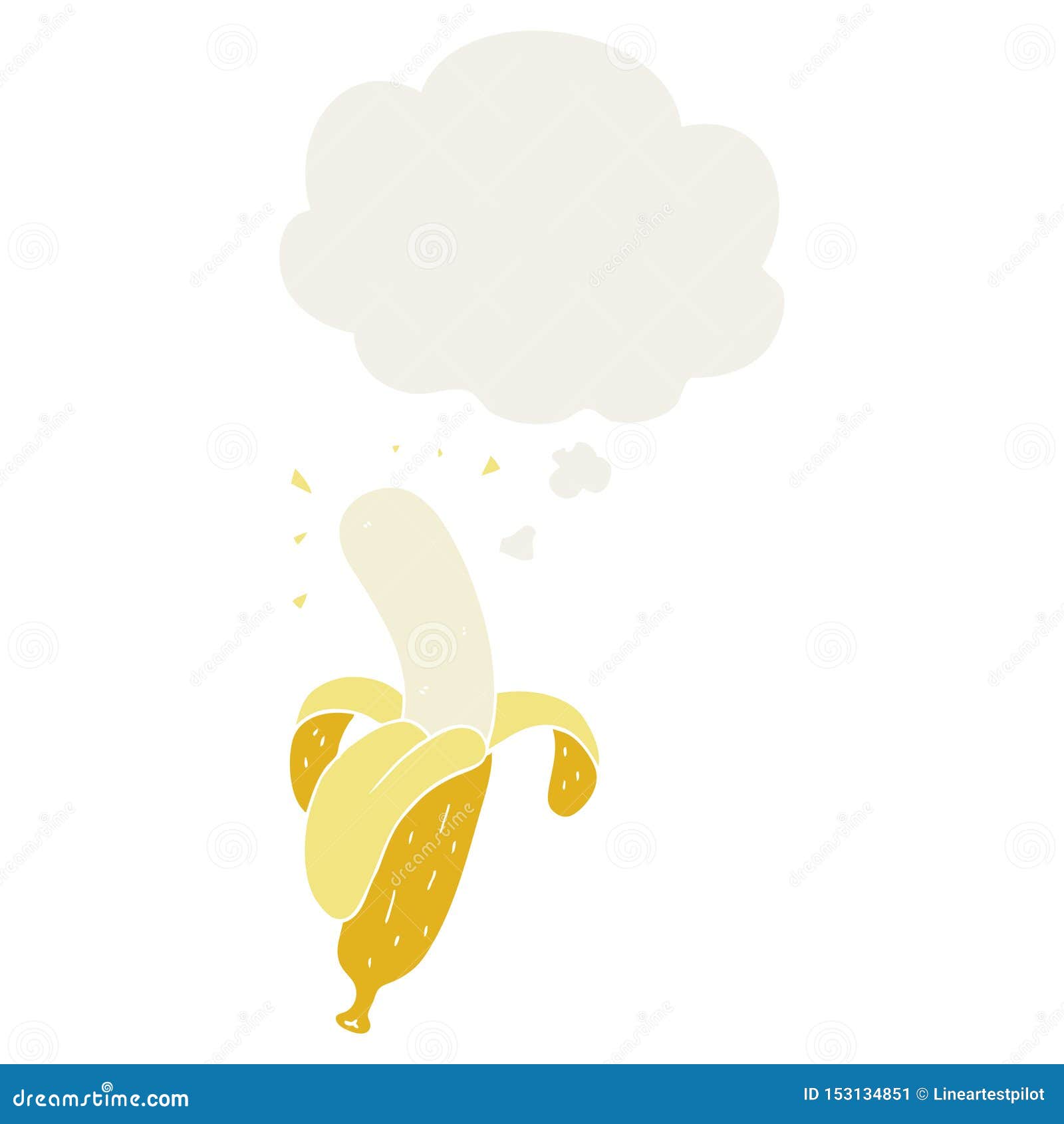 A Creative Cartoon Banana and Thought Bubble in Retro Style Stock ...