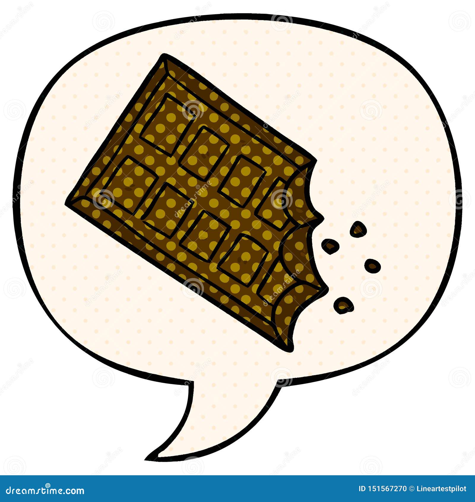 A Creative Cartoon Bar of Chocolate and Speech Bubble in Comic Book ...