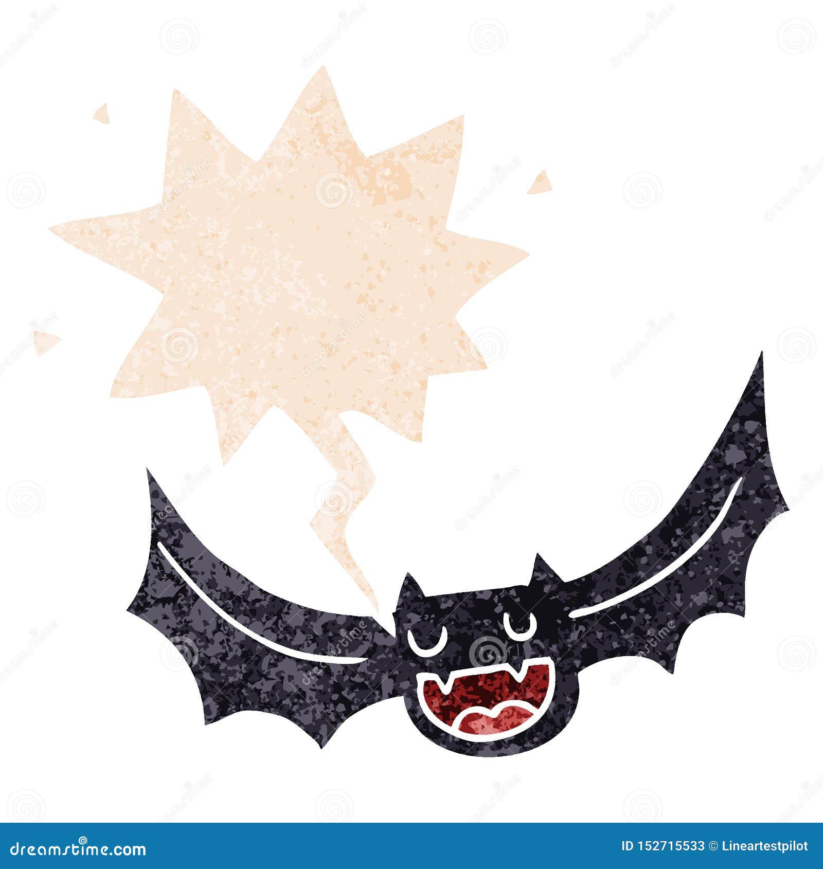 A Creative Cartoon Bat and Speech Bubble in Retro Textured Style Stock ...