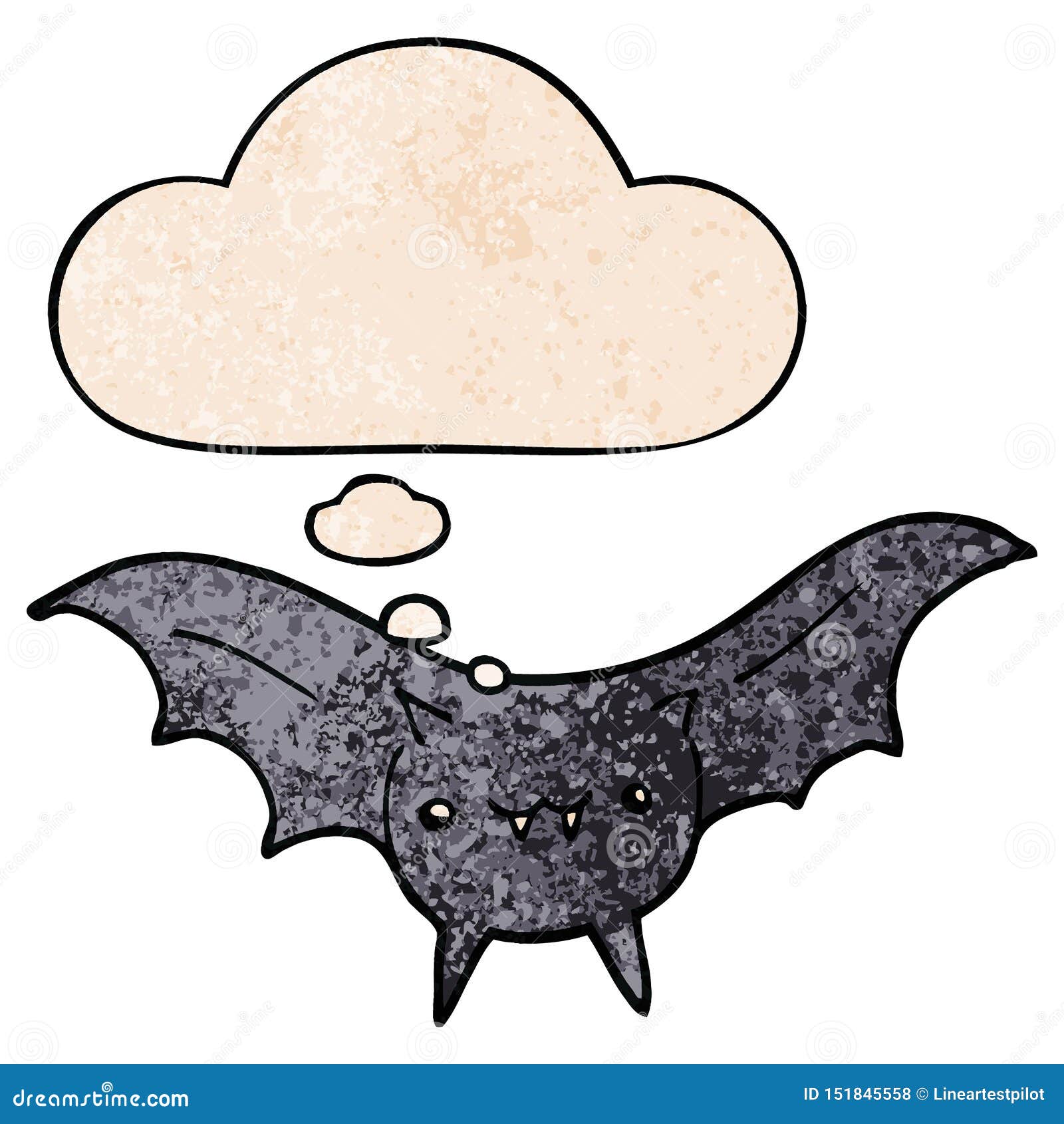 A Creative Cartoon Bat and Thought Bubble in Grunge Texture Pattern ...