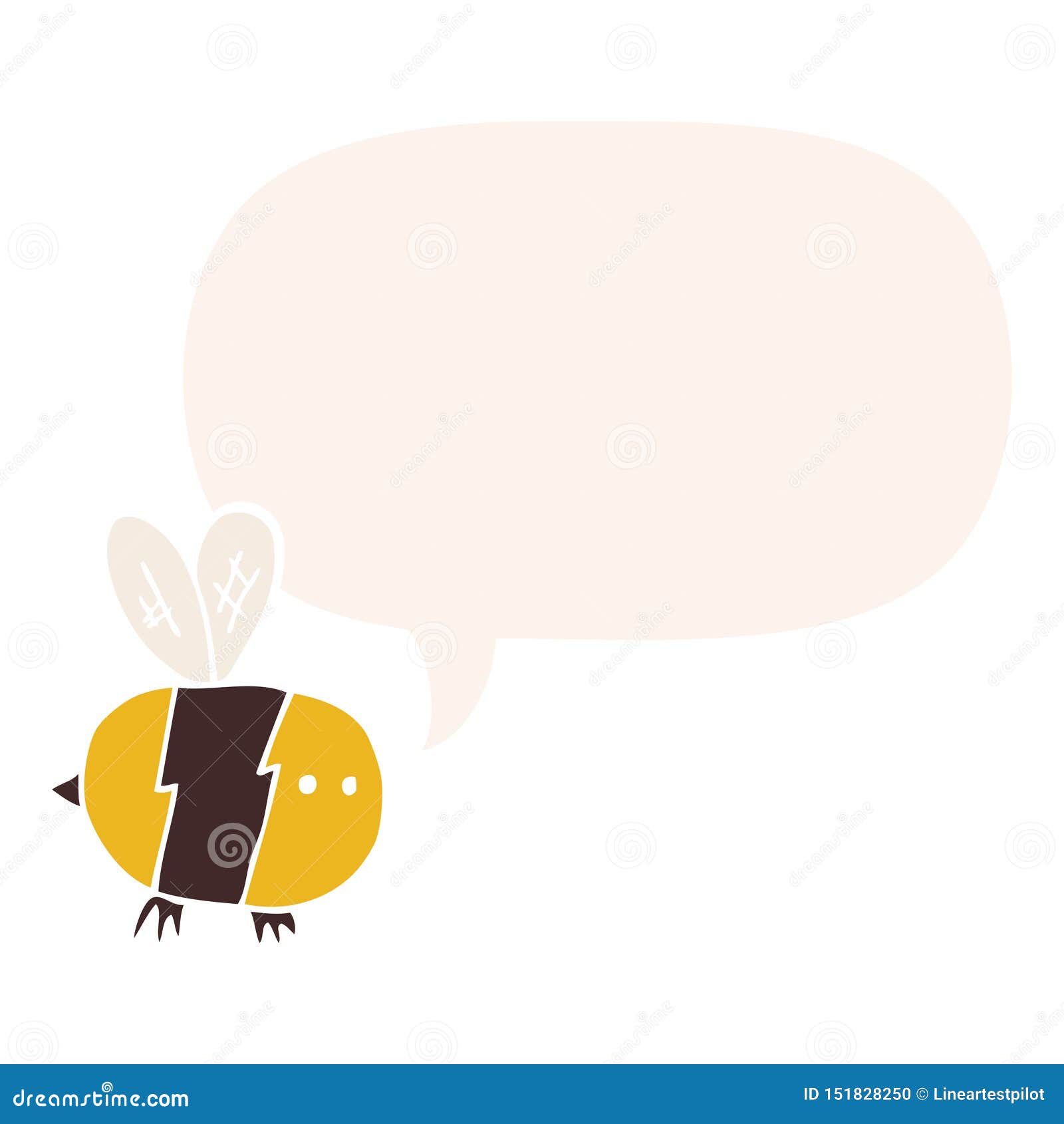A Creative Cartoon Bee and Speech Bubble in Retro Style Stock Vector ...