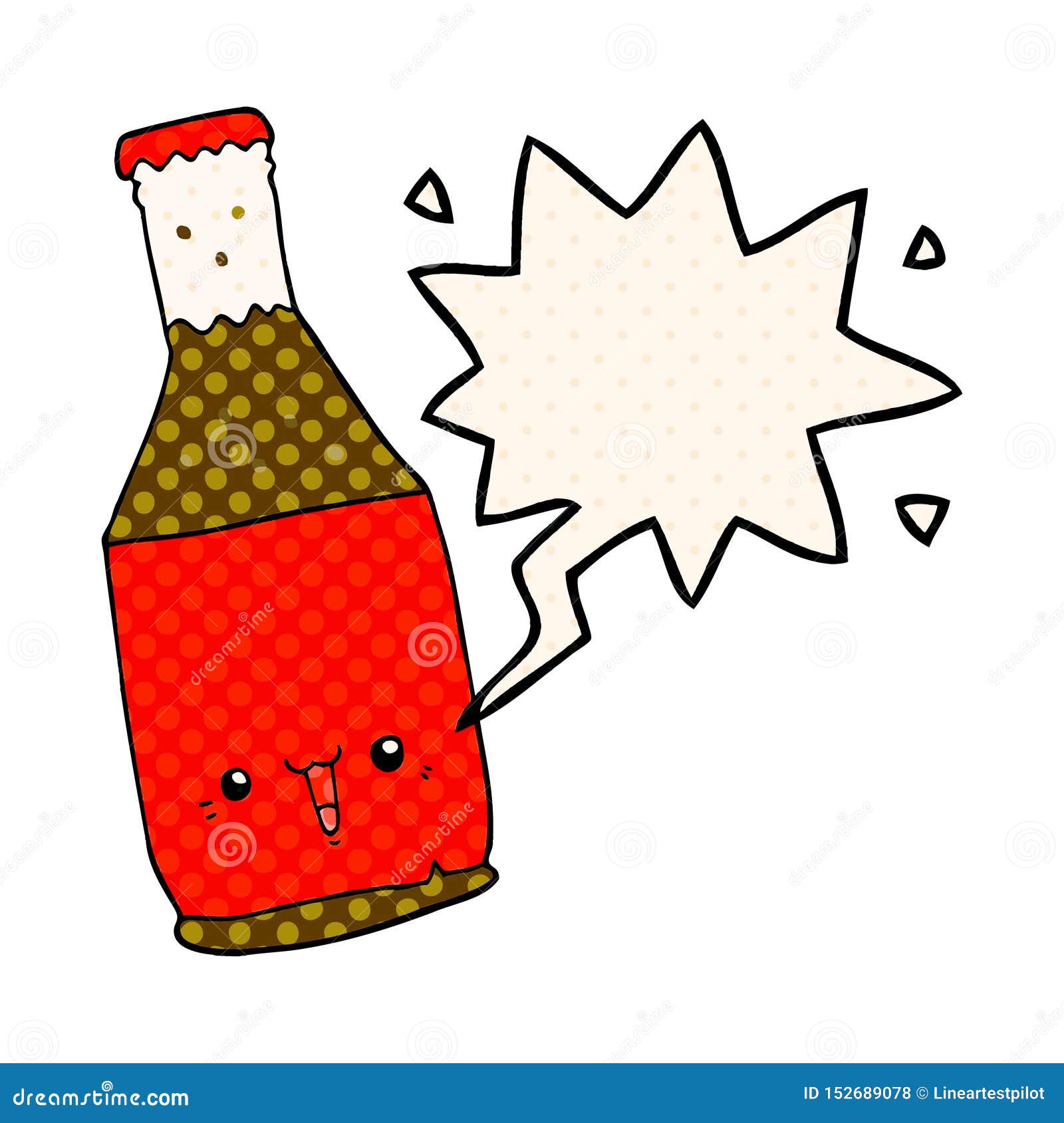 A Creative Cartoon Beer Bottle and Speech Bubble in Comic Book Style ...
