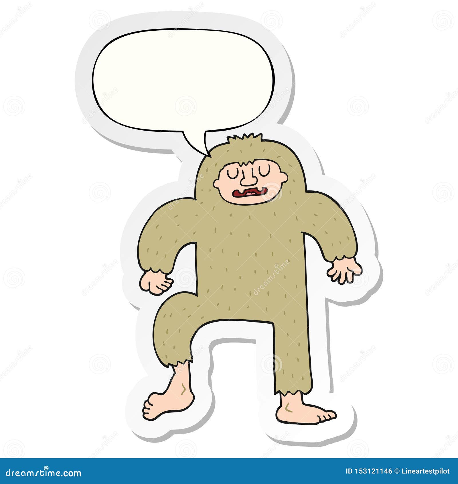A Creative Cartoon Bigfoot and Speech Bubble Sticker Stock Vector ...