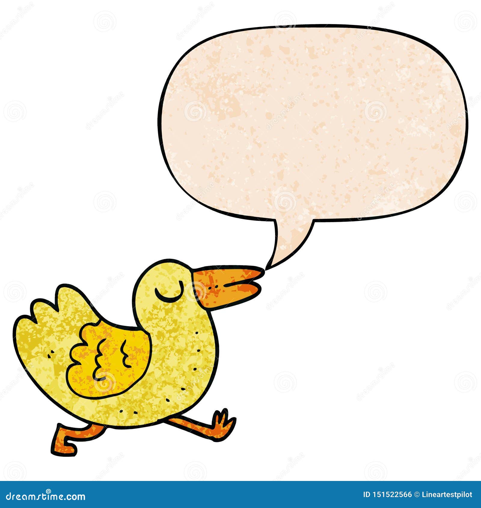A Creative Cartoon Bird and Speech Bubble in Retro Texture Style Stock ...