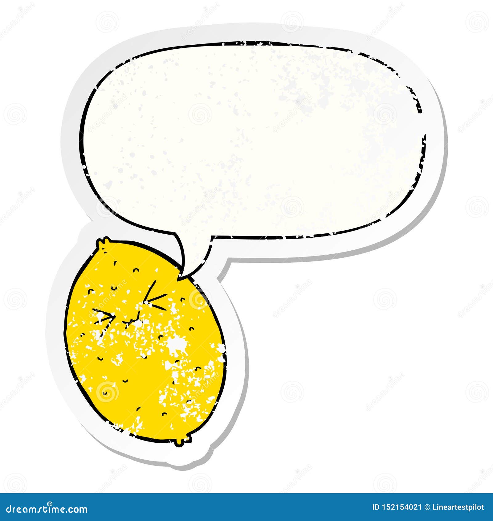 A Creative Cartoon Bitter Lemon And Speech Bubble Distressed Sticker ...
