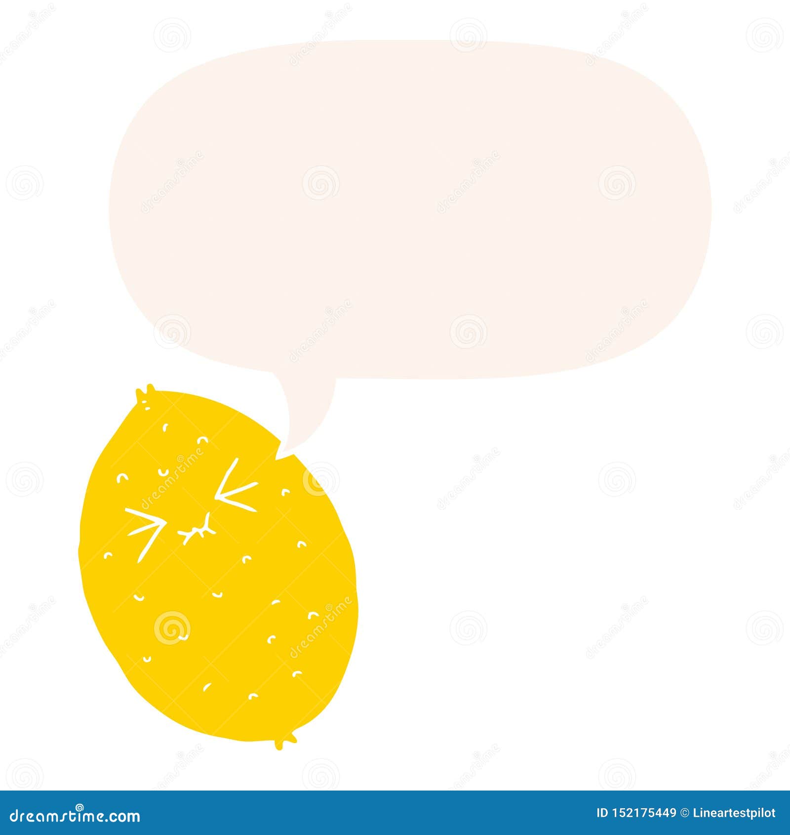 A Creative Cartoon Bitter Lemon and Speech Bubble in Retro Style Stock ...