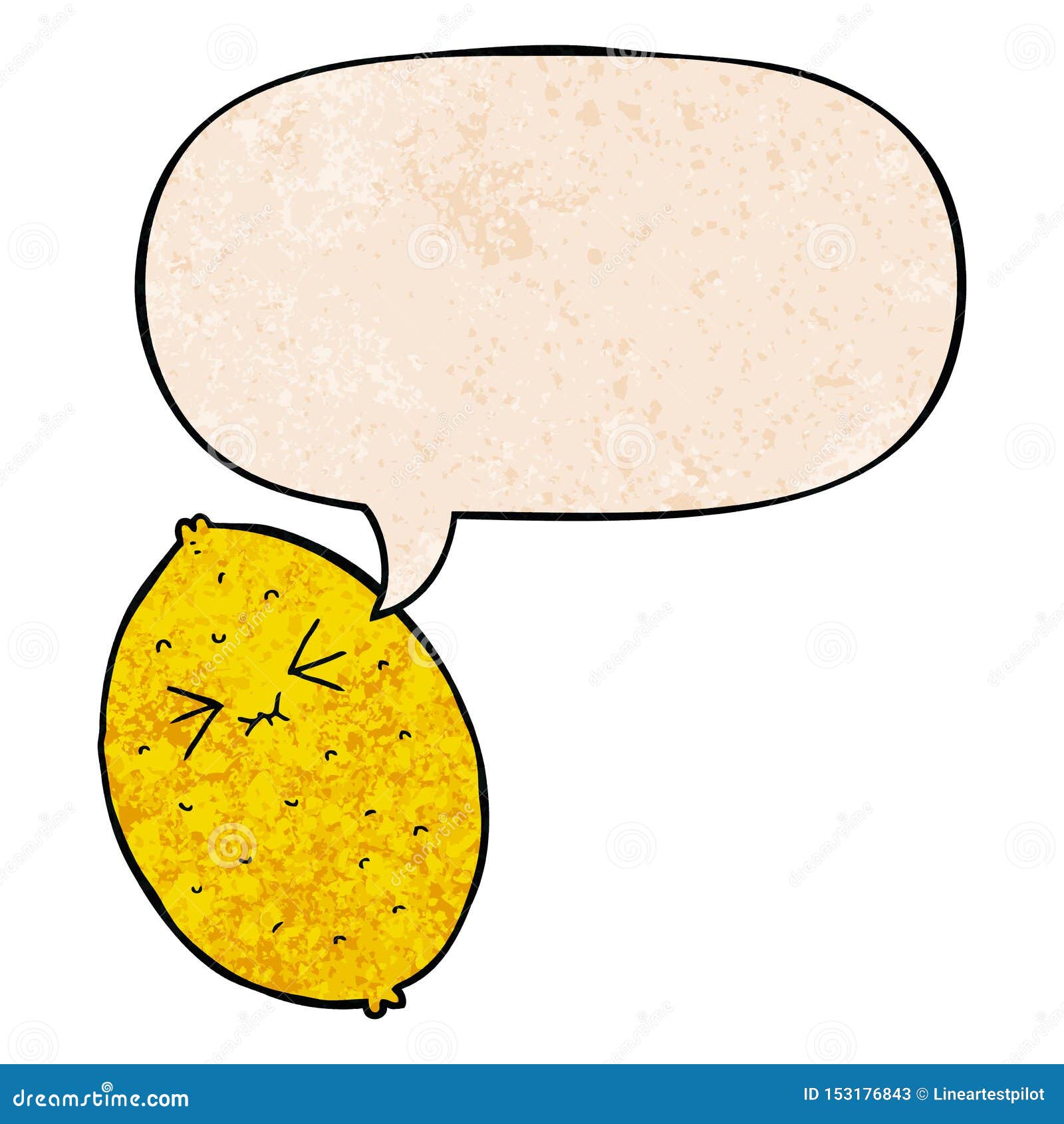 A Creative Cartoon Bitter Lemon and Speech Bubble in Retro Texture ...