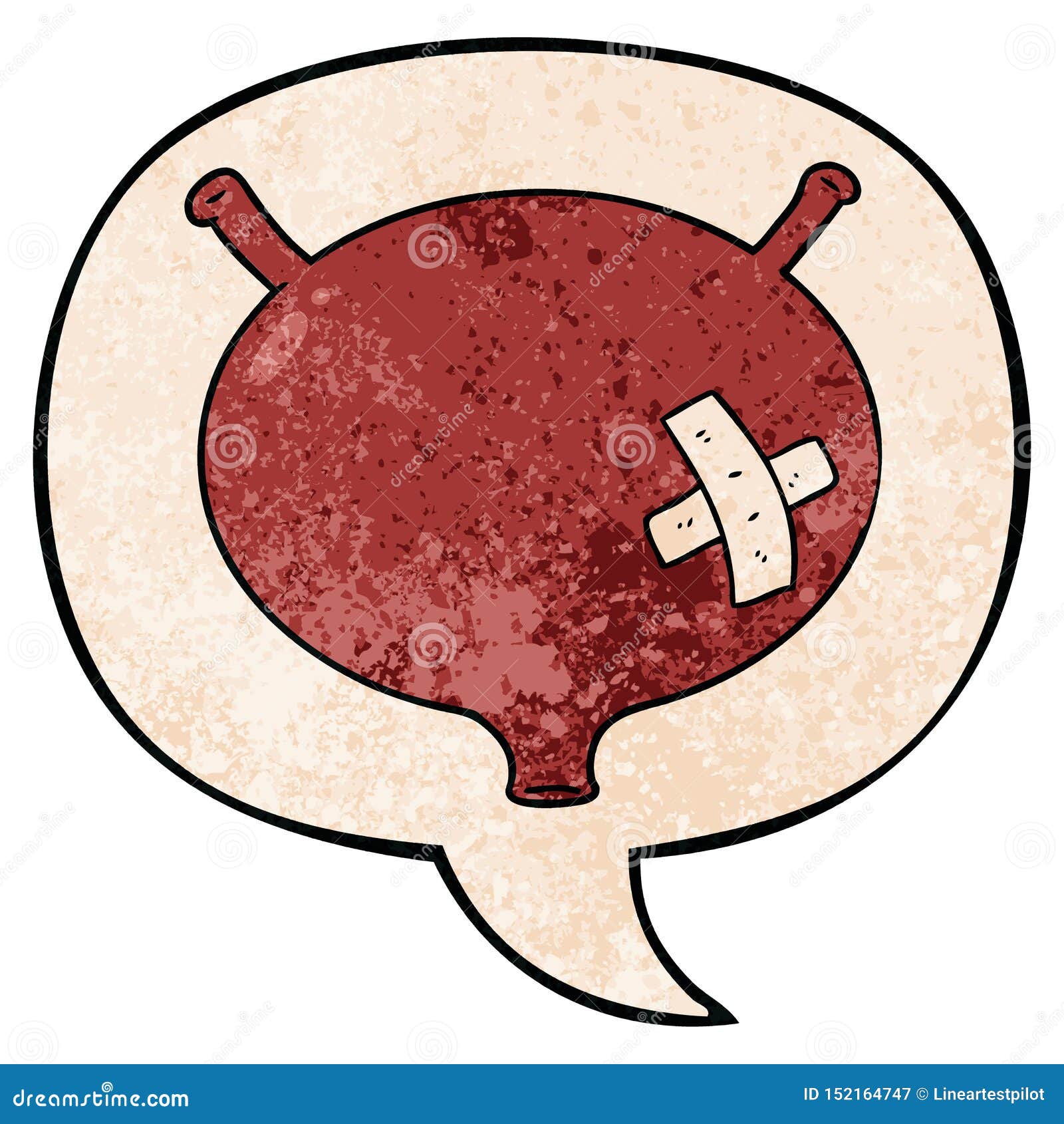 A Creative Cartoon Bladder and Speech Bubble in Retro Texture Style ...