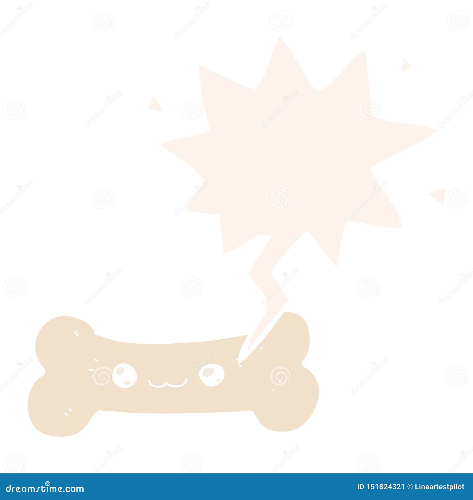 A Creative Cartoon Bone and Speech Bubble in Retro Style Stock Vector ...