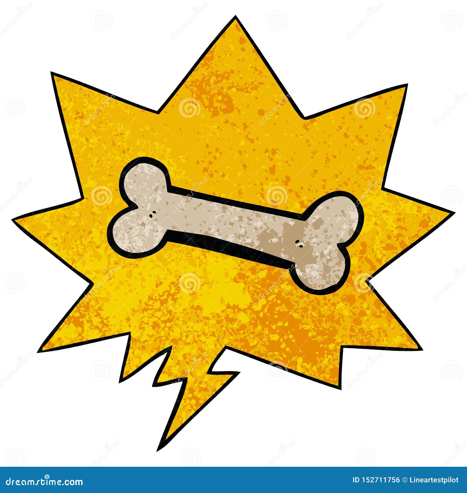 A Creative Cartoon Bone and Speech Bubble in Retro Texture Style Stock ...