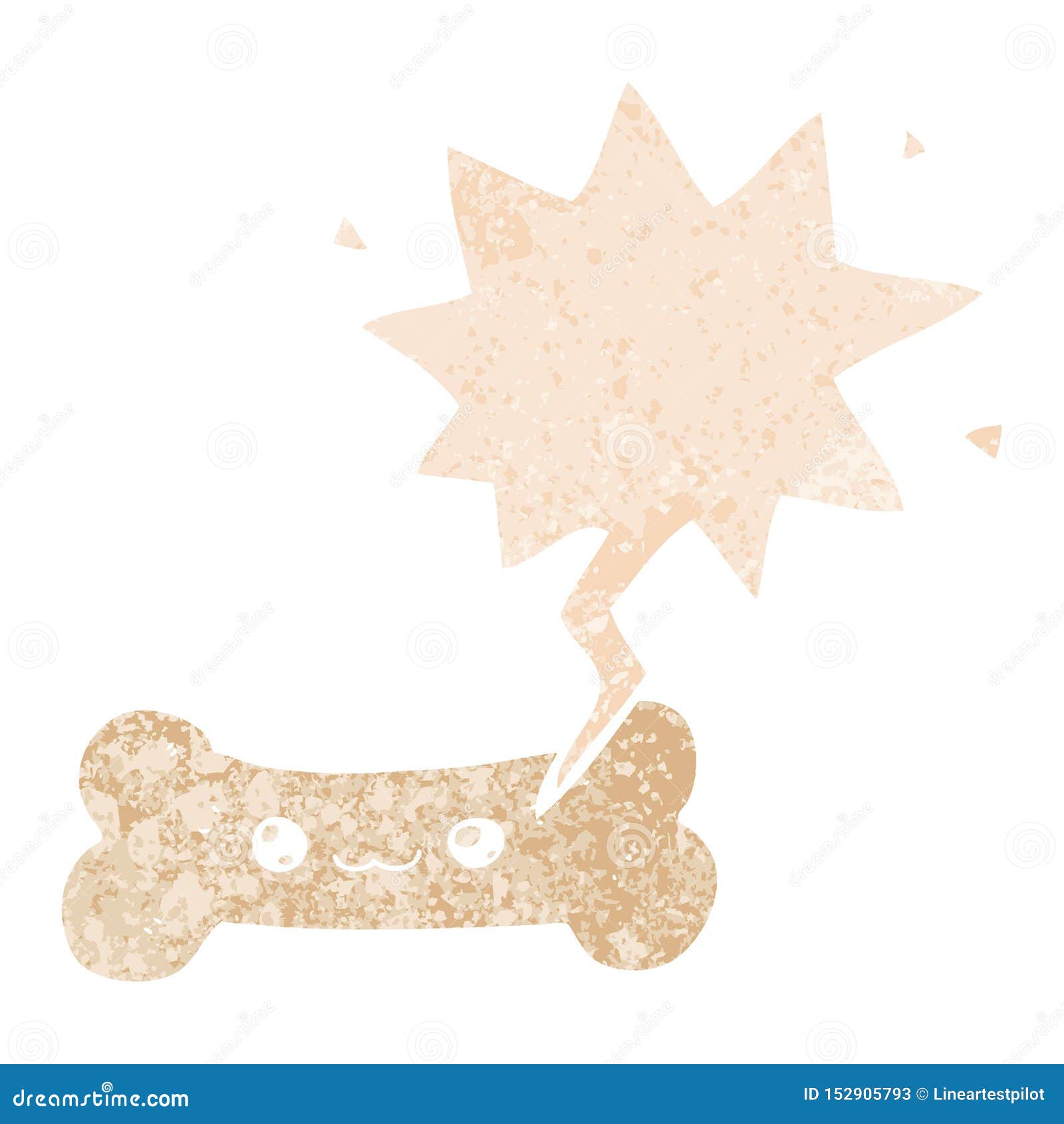A Creative Cartoon Bone and Speech Bubble in Retro Textured Style Stock ...