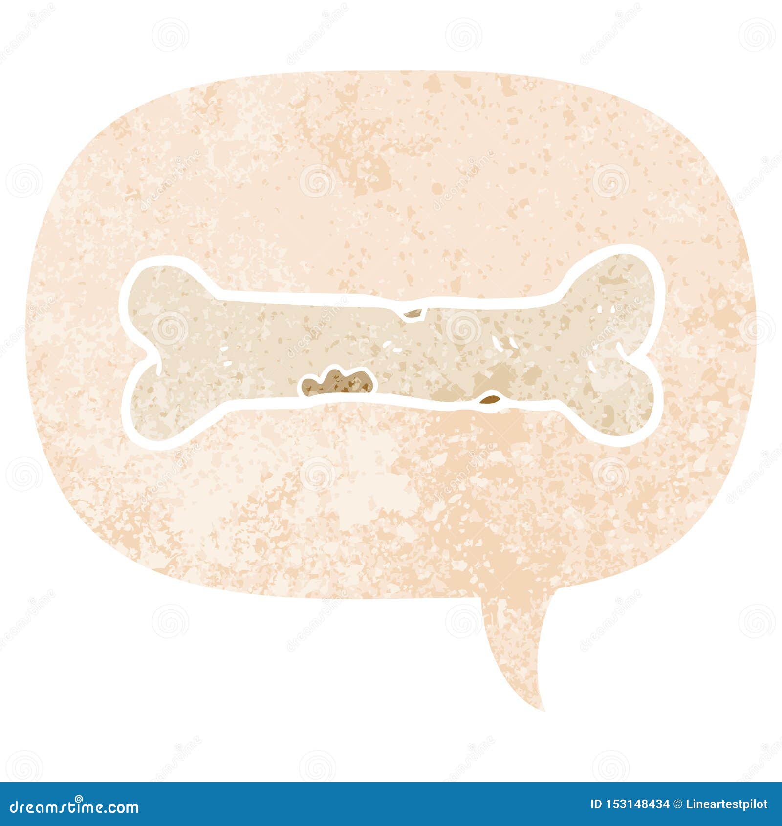 A Creative Cartoon Bone and Speech Bubble in Retro Textured Style Stock ...