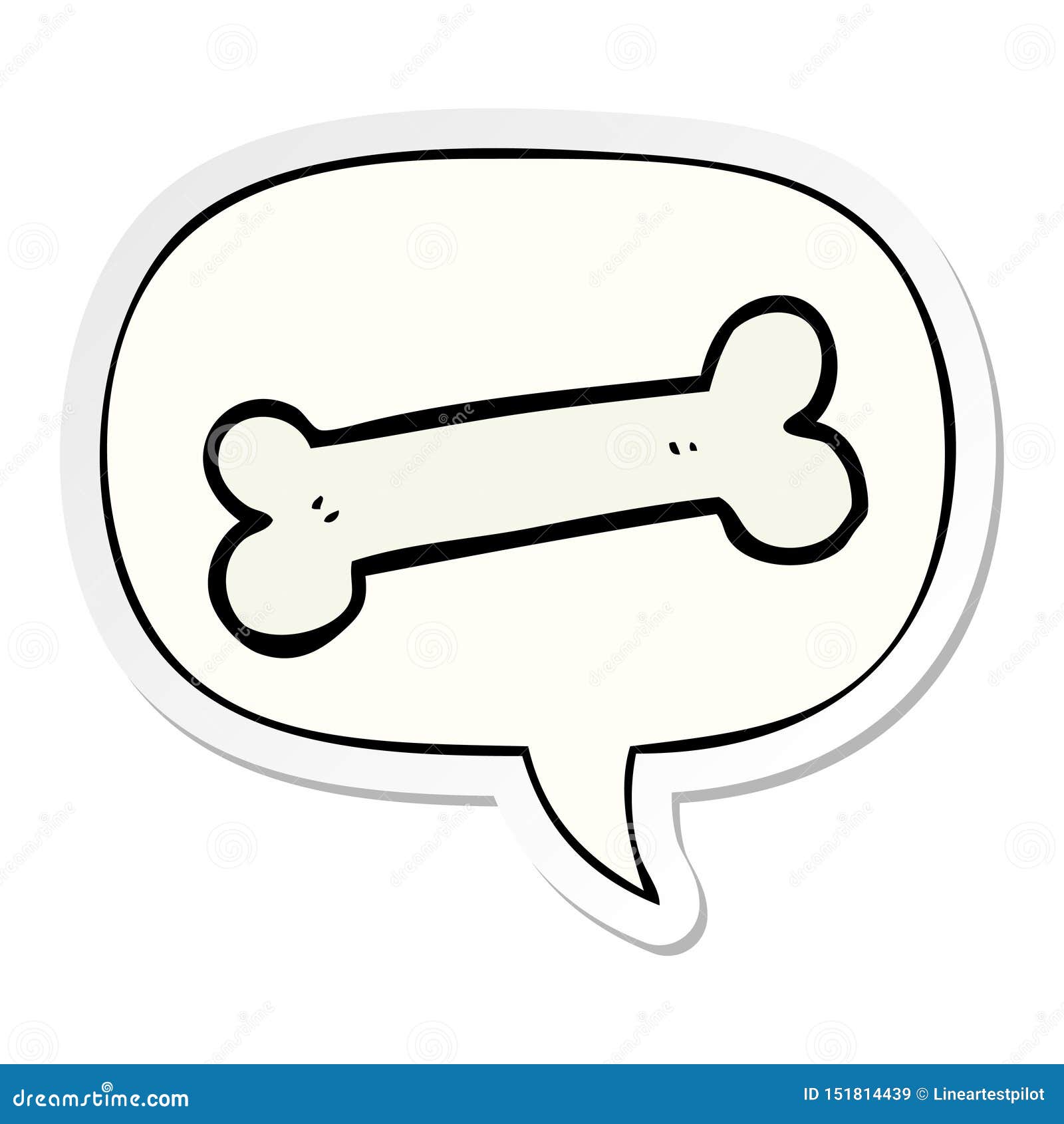 A Creative Cartoon Bone and Speech Bubble Sticker Stock Vector ...